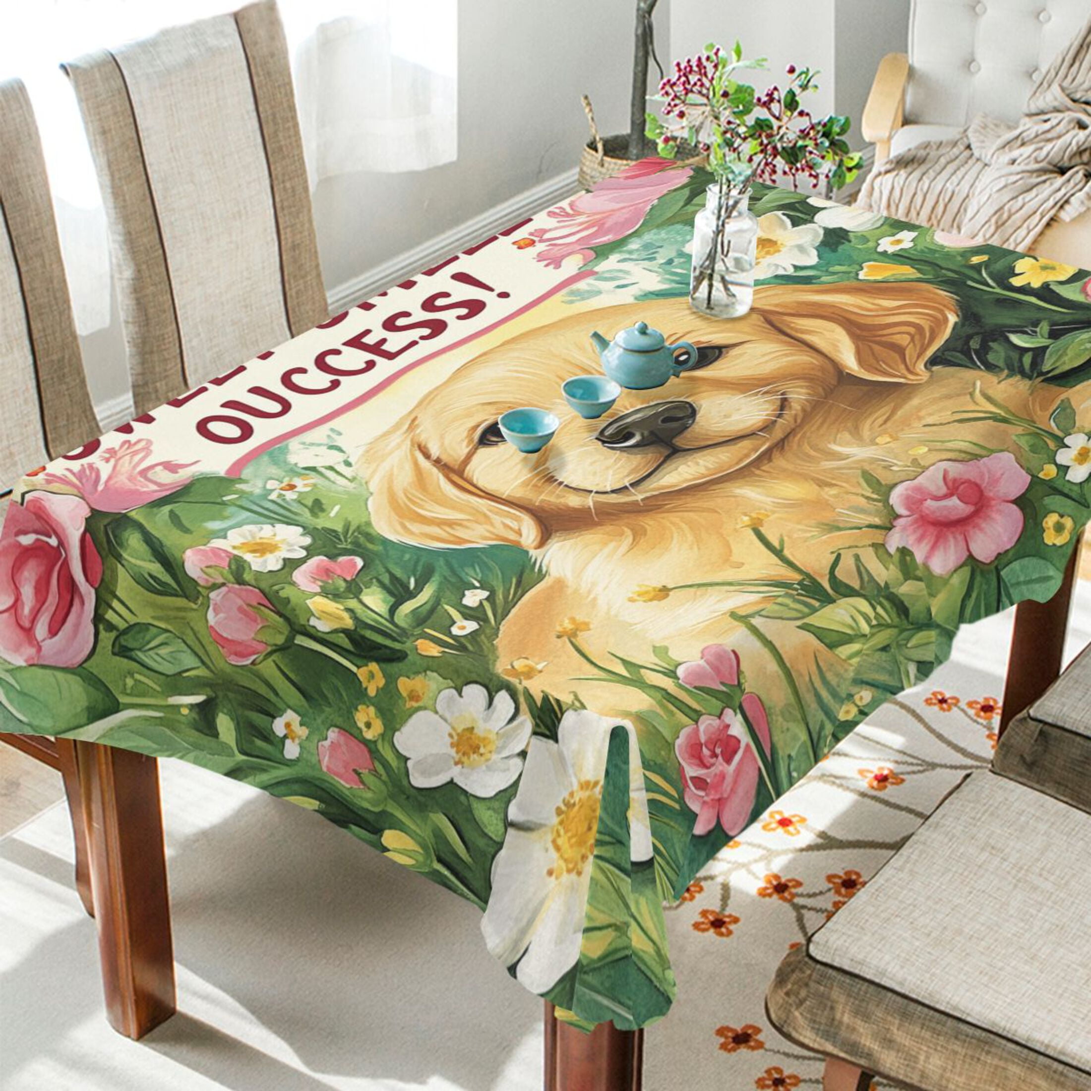 BZSMCE Square Tablecloth The Sweet Smell Of Happiness Pattern ...