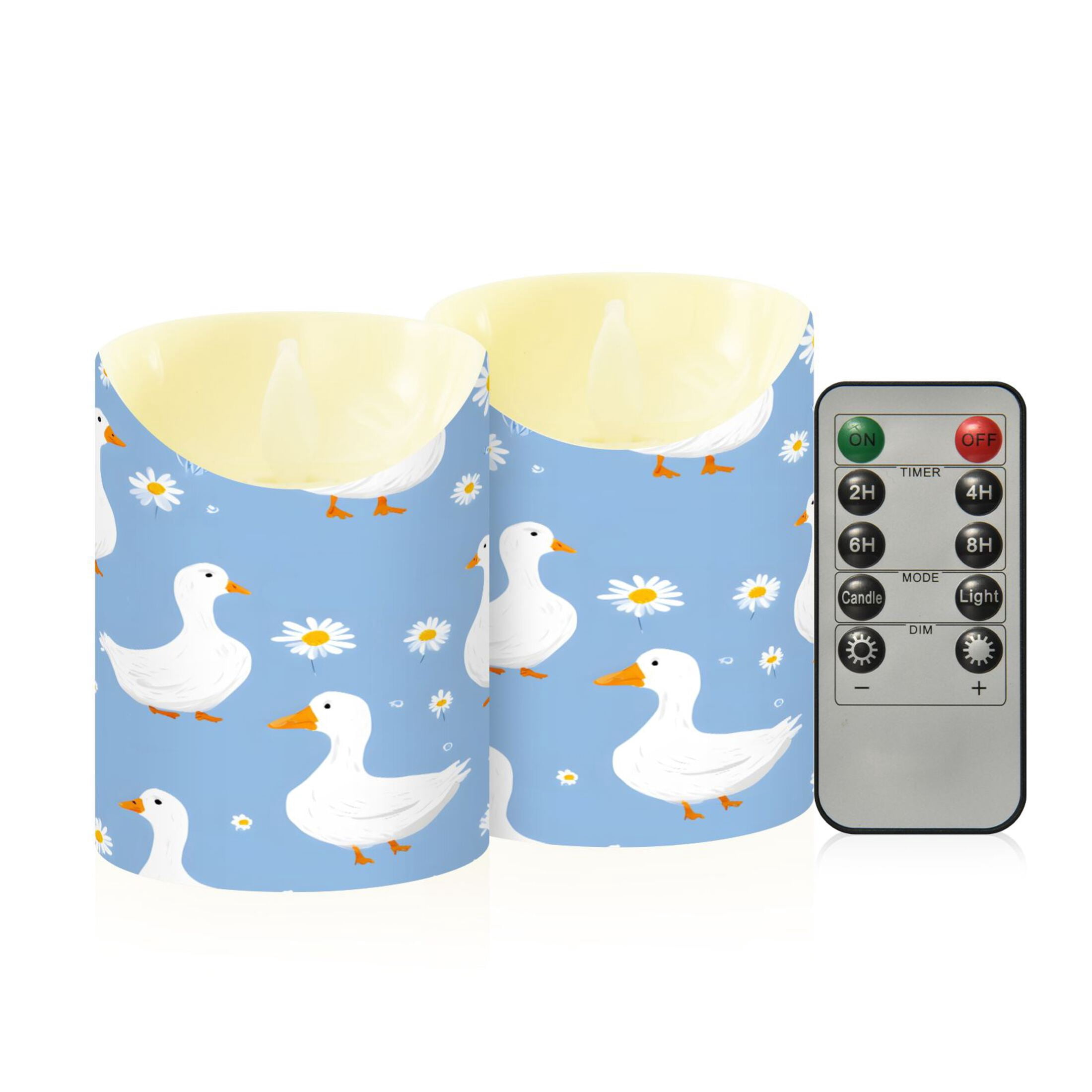 BZSMCE Stained Glass Blue Lily Floret Pattern Flameless LED Candles 2 ...