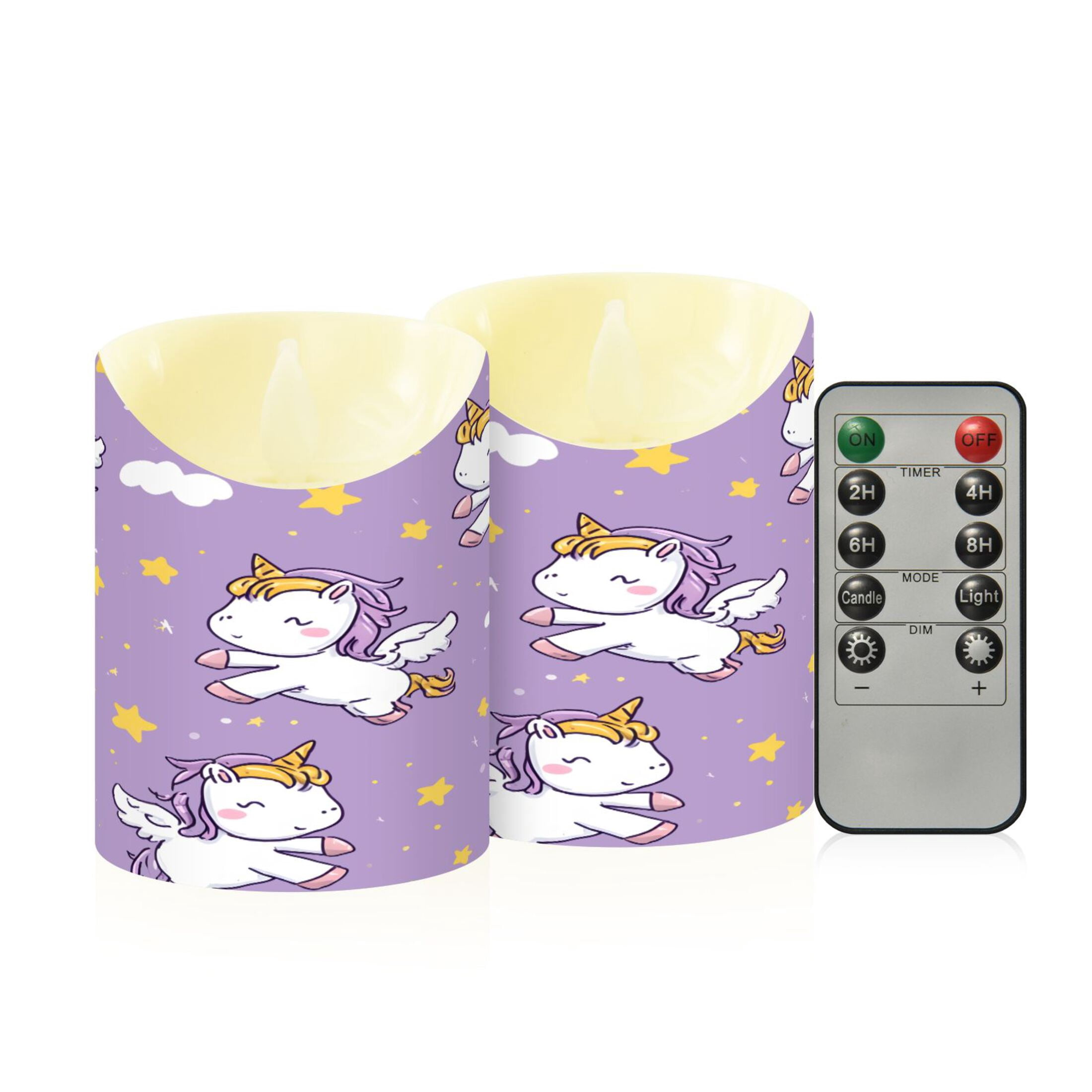BZSMCE Stained Glass Cute Unicorn Pattern Flameless LED Candles 2 Pack ...