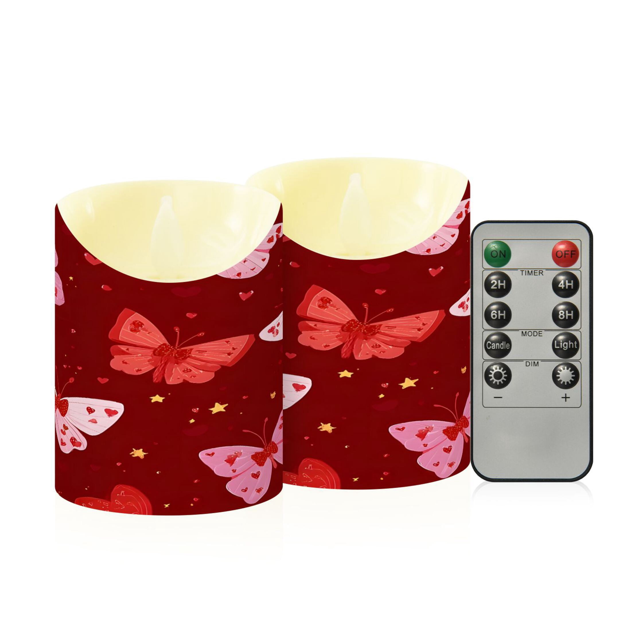 BZSMCE Stained Glass Pink Bow with Heart-shaped Pattern Flameless LED ...