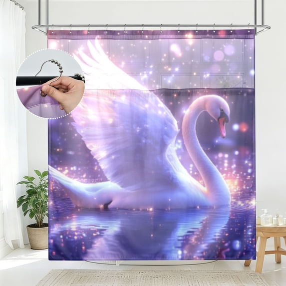 BZSMCE Starry Elegance Pattern Bathroom Shower Curtain Set with Hooks ...