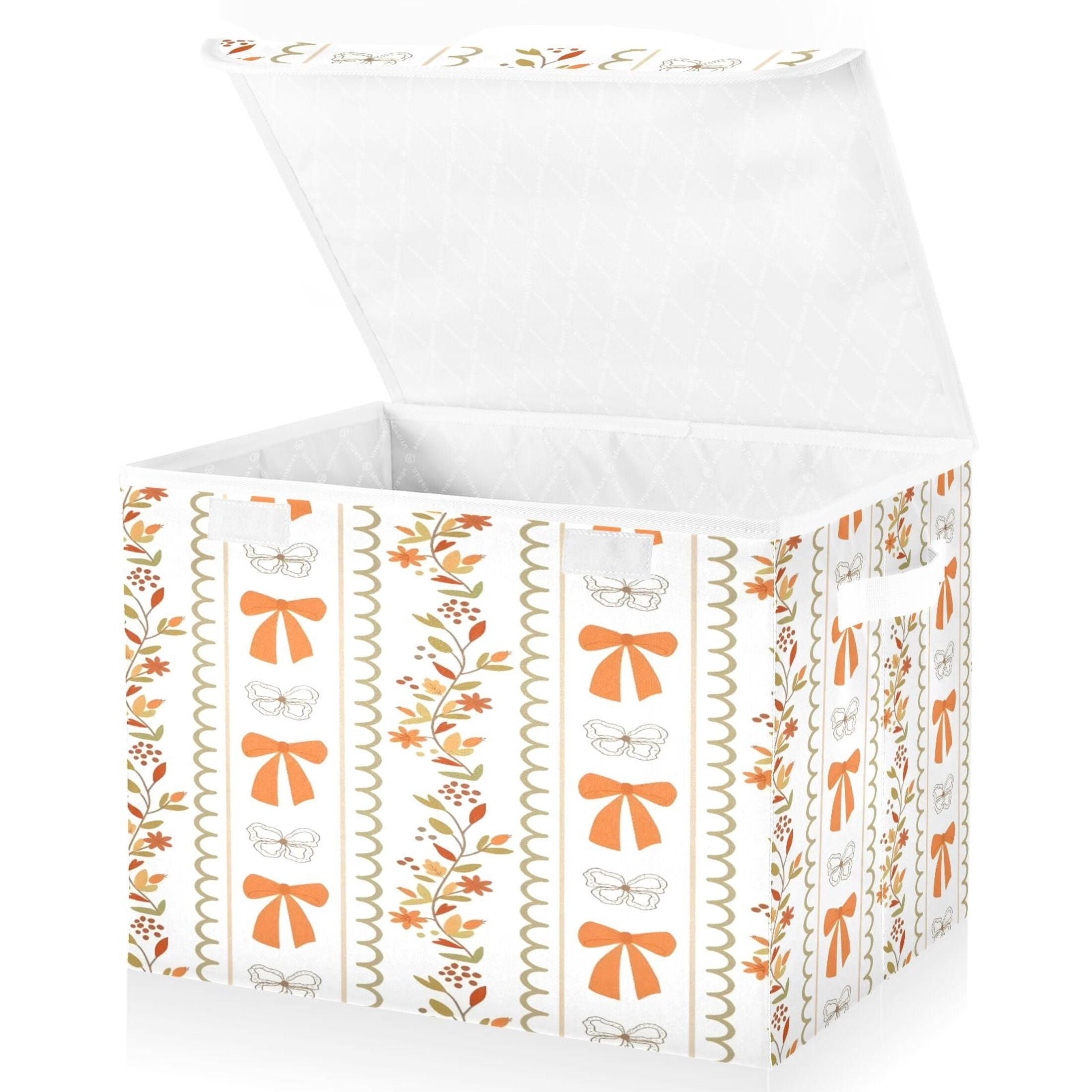 BZSMCE Storage Bin Cube Organizer Basket with Flip-Top Lid Ribbon ...