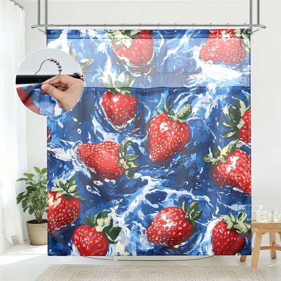 BZSMCE Strawberry Water Pattern Pattern Bathroom Shower Curtain Set ...