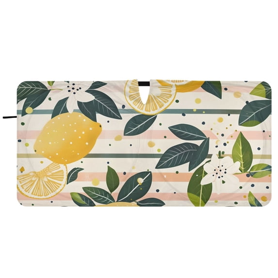 BZSMCE Striped Lemons Flowers Pattern Shade Foldable UV Protection for ...