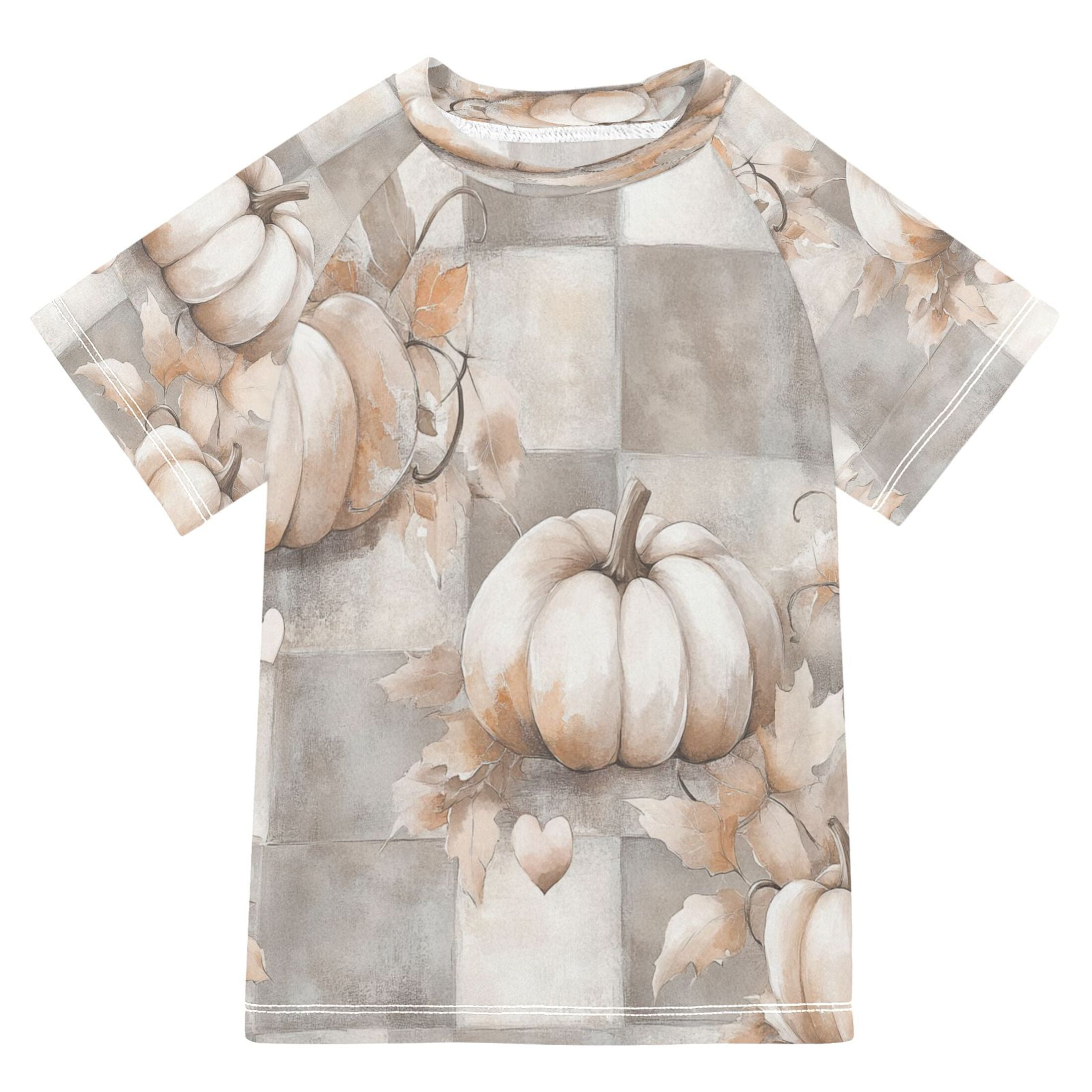 BZSMCE Summer T-shirt Sunscreen Whimsical Gray Pumpkins Pattern Swim ...