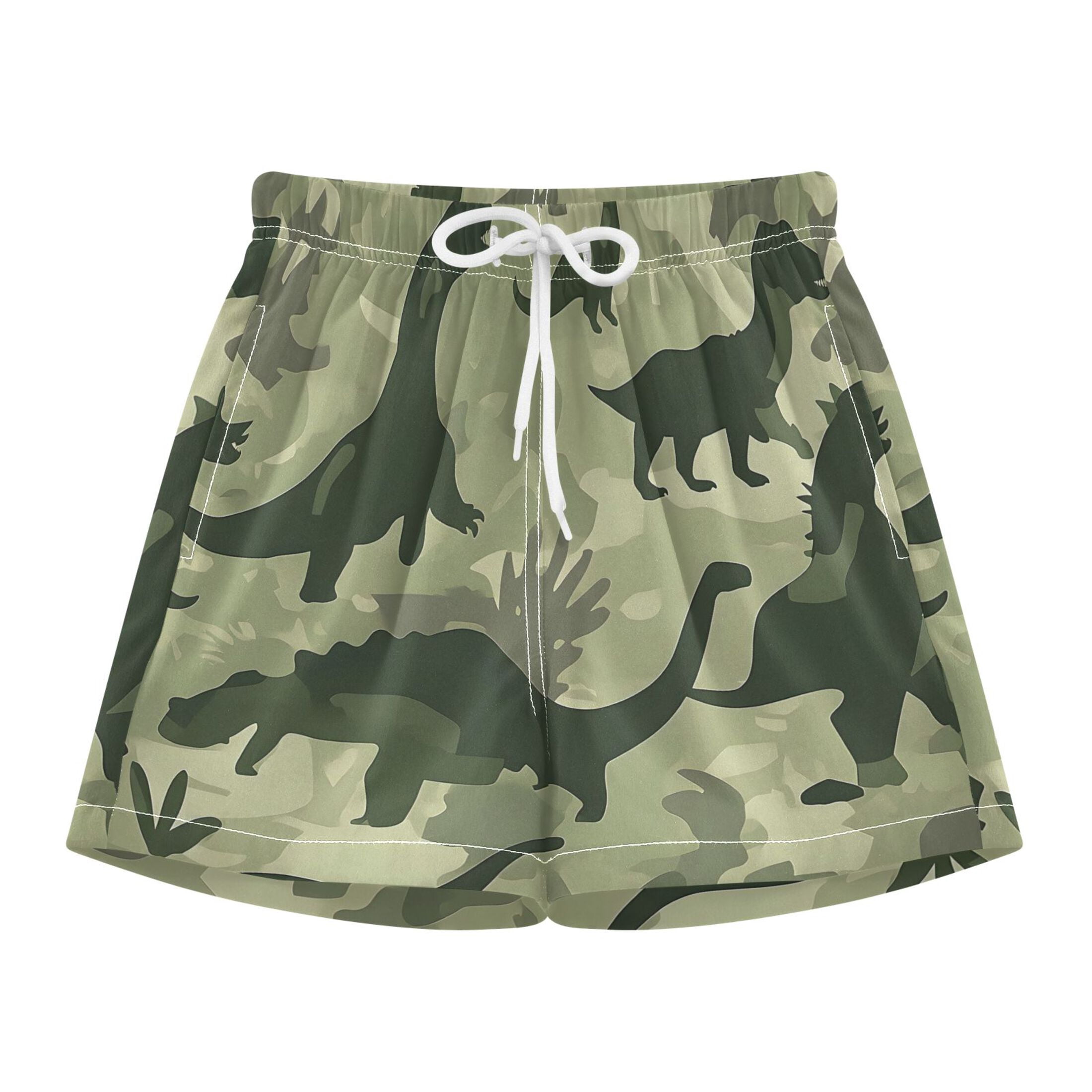 BZSMCE Swim Shorts Abstract Dinosaur Camouflage Pattern For Quick-Dry ...