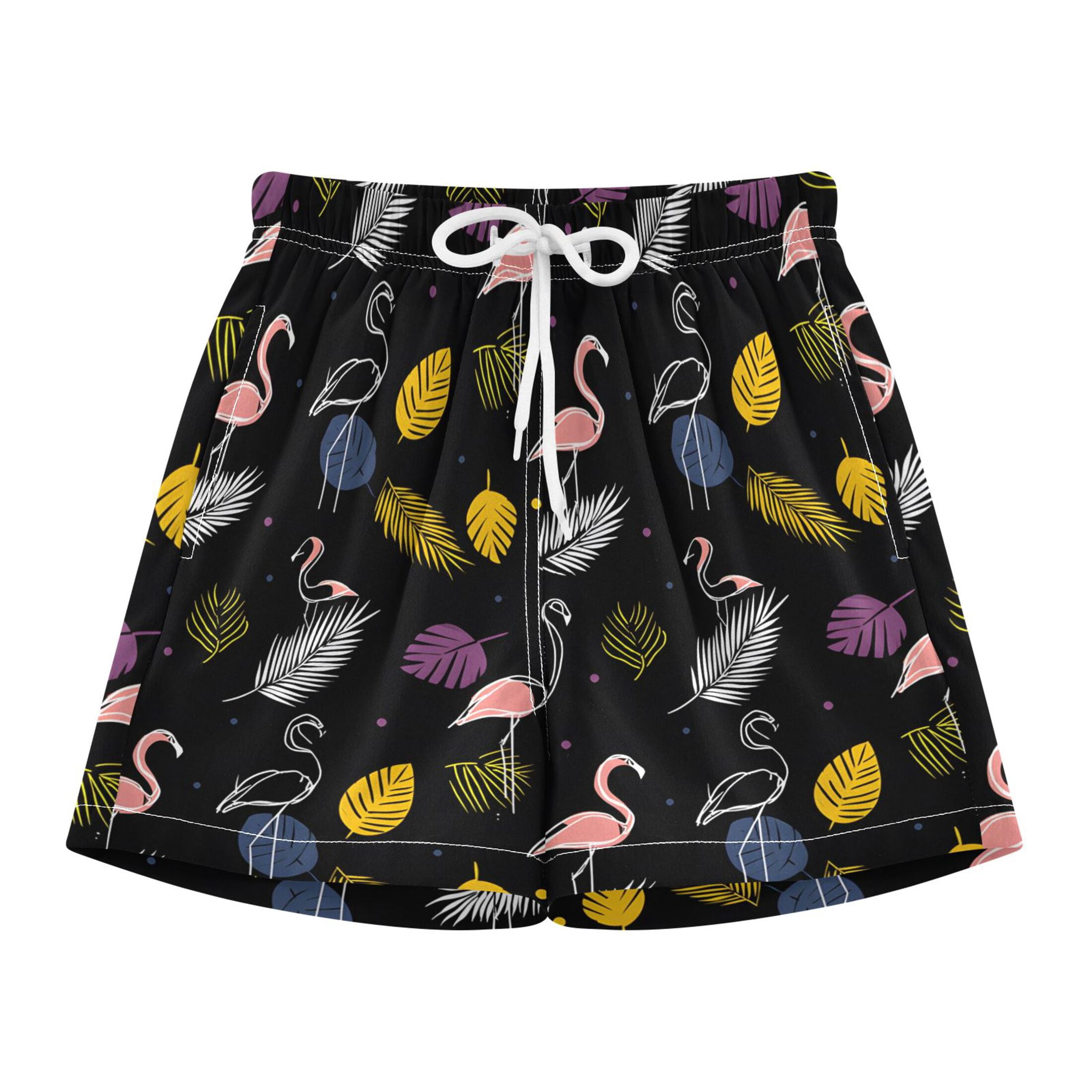 BZSMCE Swim Shorts Abstract Line Flamingo Leave Pattern For Quick-Dry ...