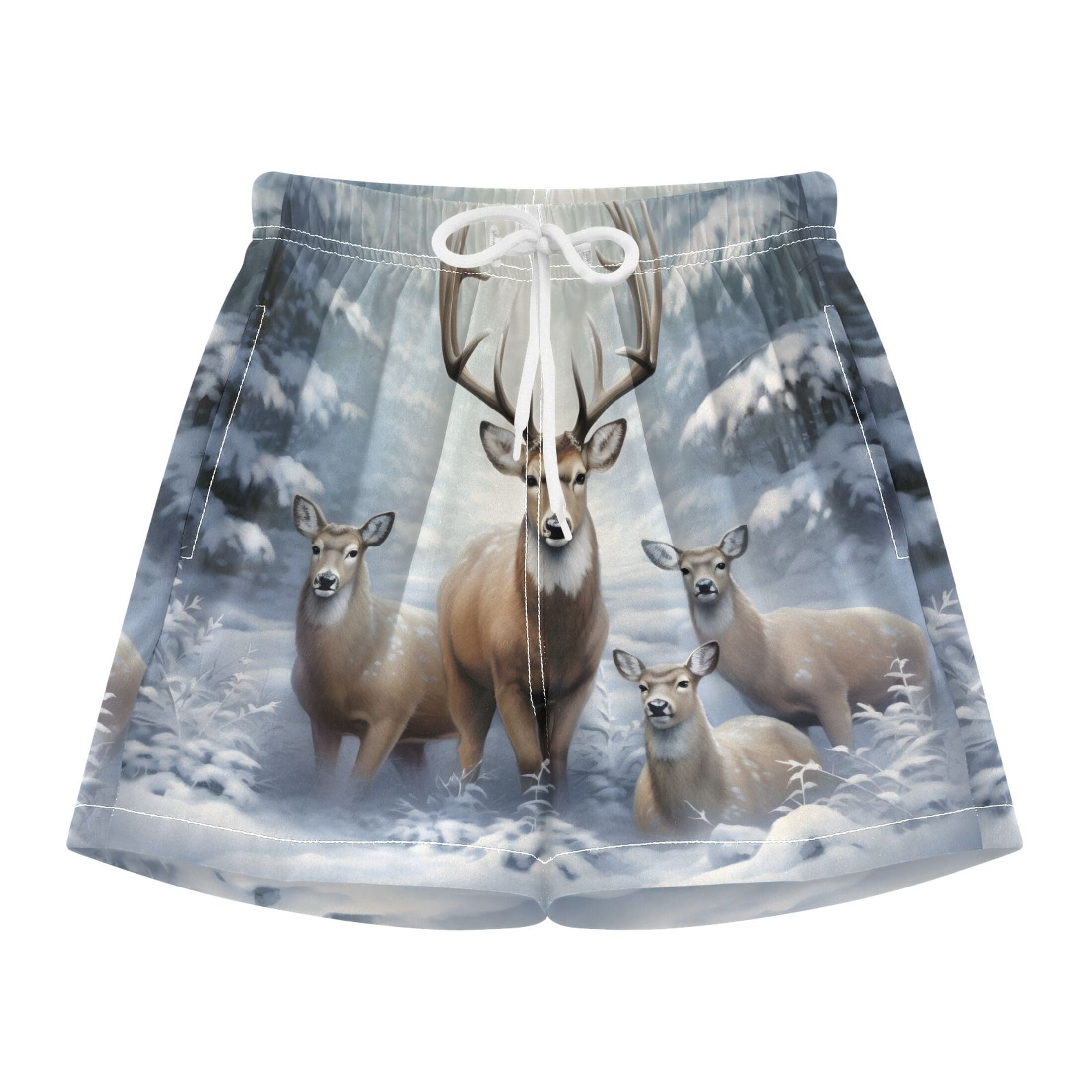 BZSMCE Swim Shorts Beautiful Female Deer Large Antlers For Quick-Dry Shorts With Anti-Chafe ...