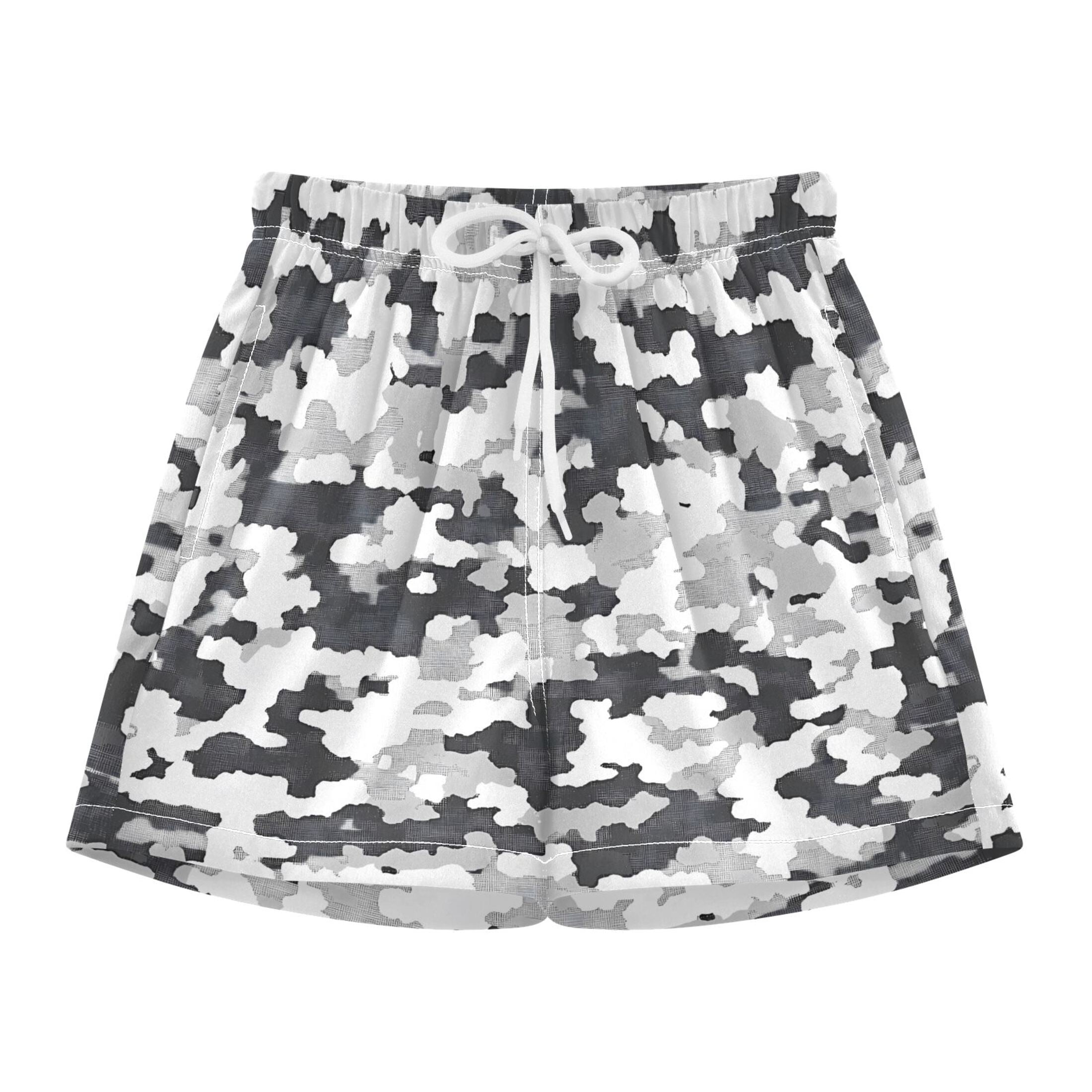 BZSMCE Swim Shorts Black White Camouflage Pattern For Quick-Dry Shorts ...