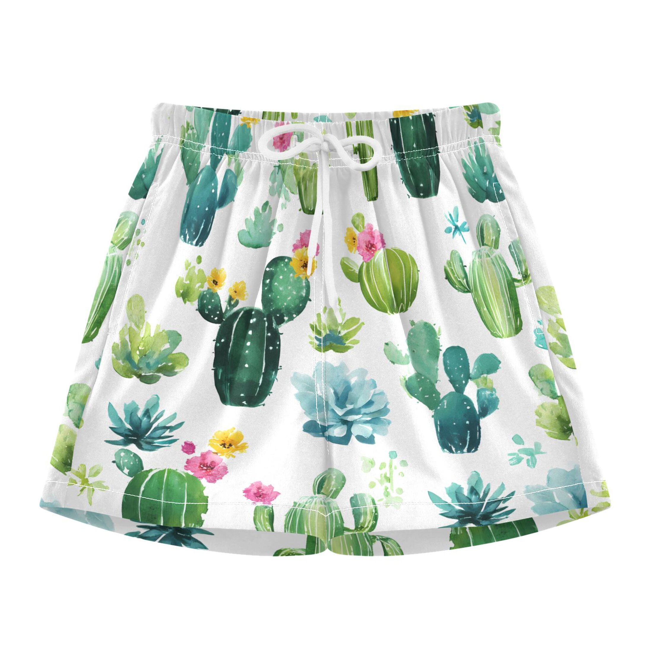 BZSMCE Swim Shorts Cactus Pattern For Quick-Dry Shorts With Anti-Chafe ...