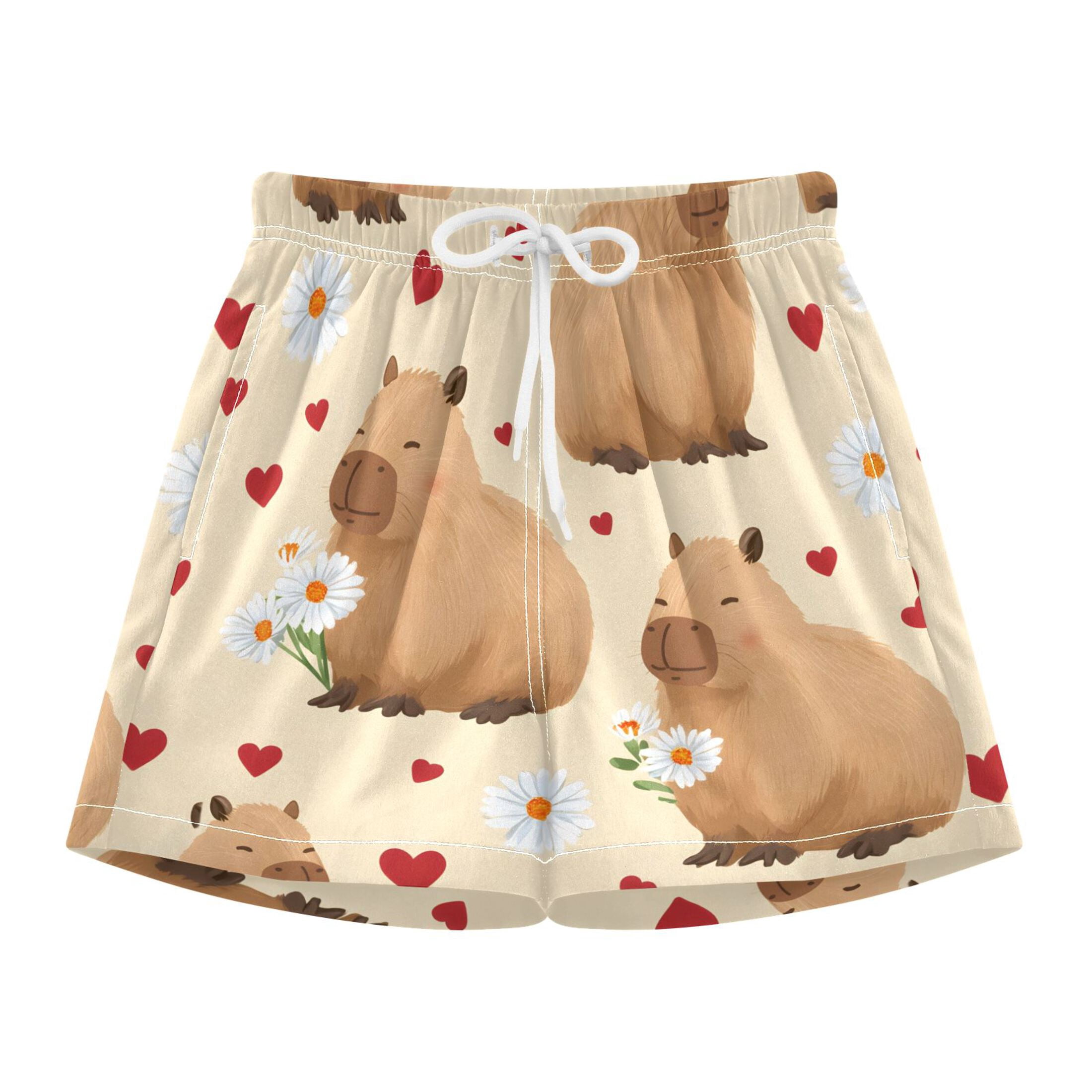 BZSMCE Swim Shorts Capybara Love Pattern For Quick-Dry Shorts With Anti ...