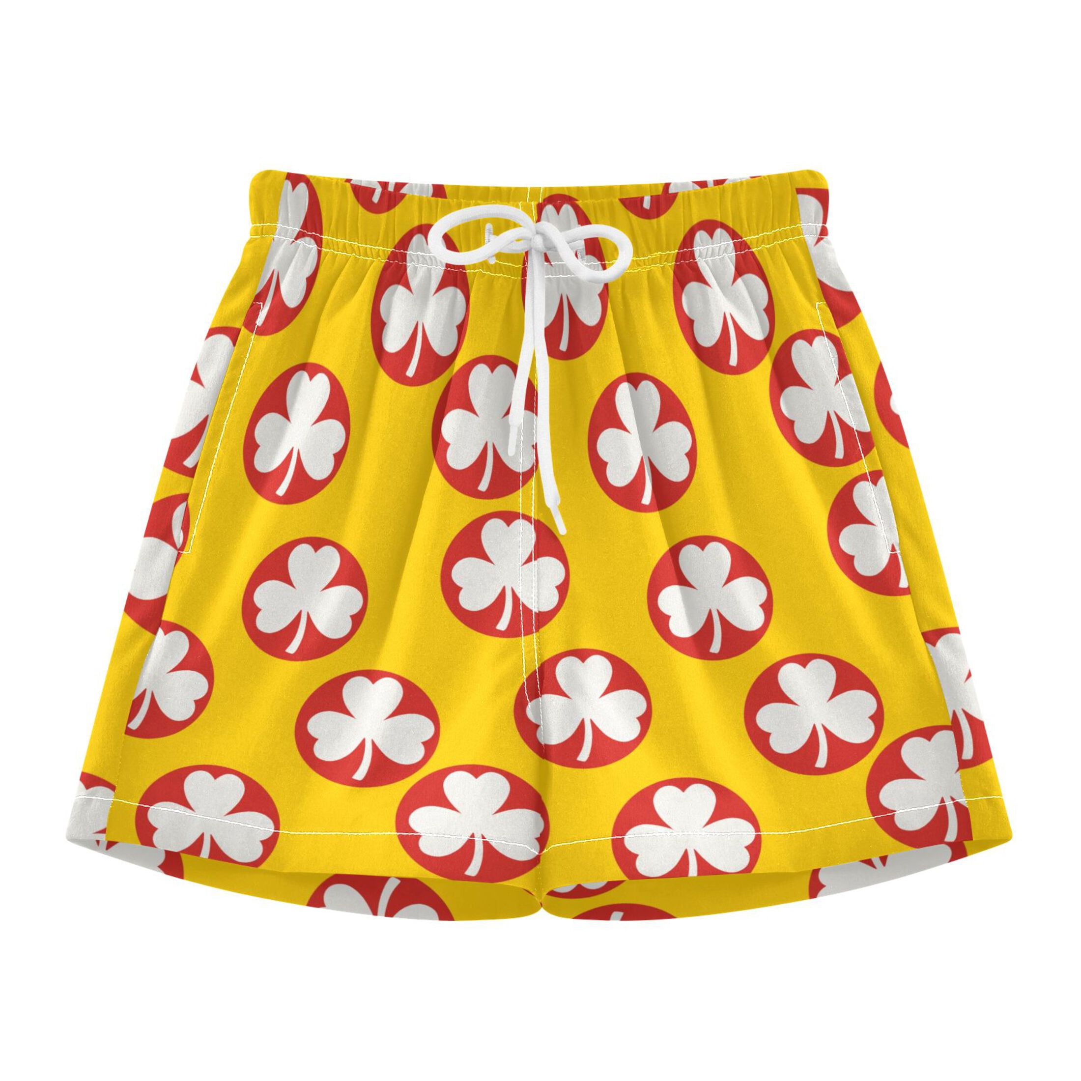 BZSMCE Swim Shorts Clover in Red Circle Pattern For Quick-Dry Shorts ...