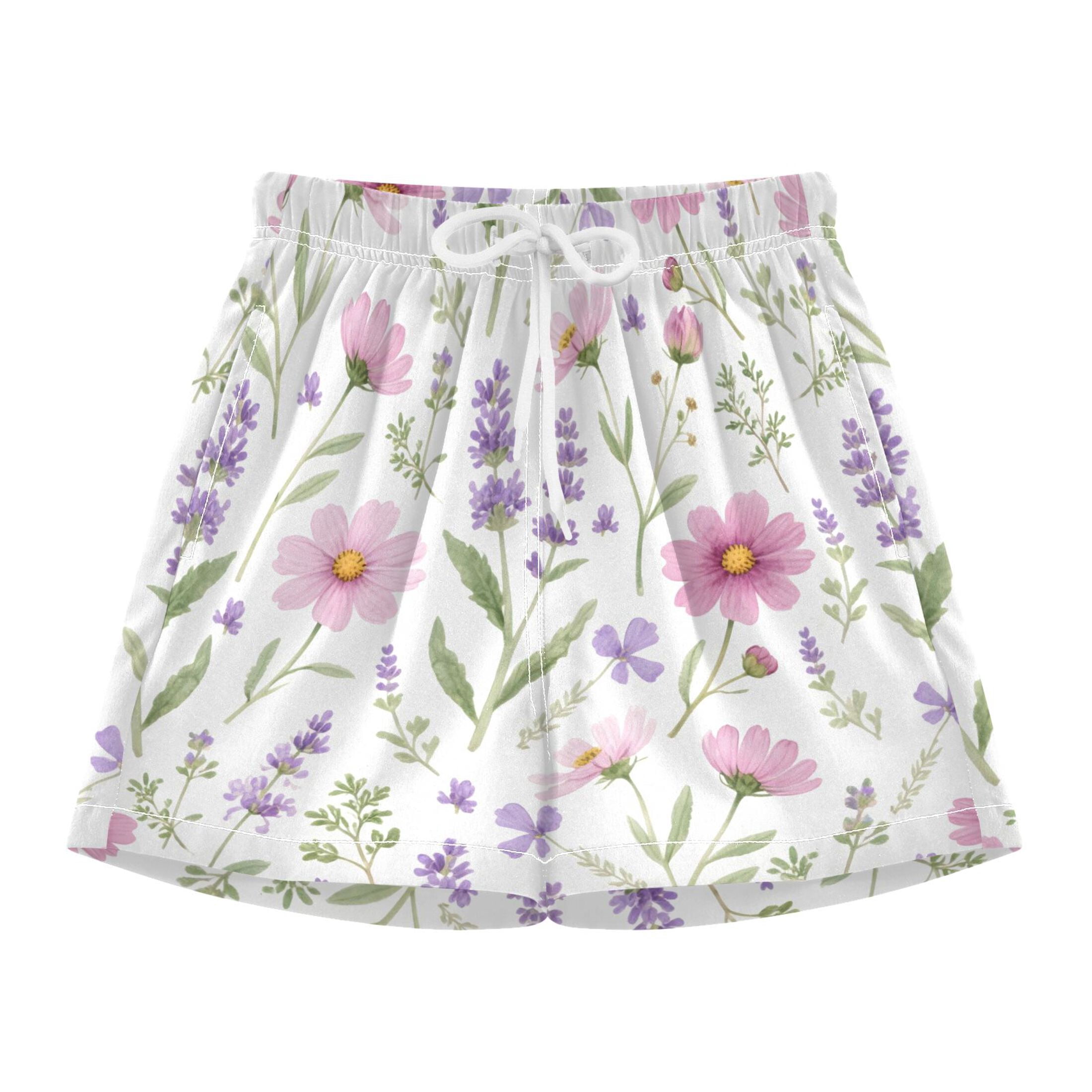 BZSMCE Swim Shorts Cosmos Lavender Thyme Pattern For Quick-Dry Shorts ...
