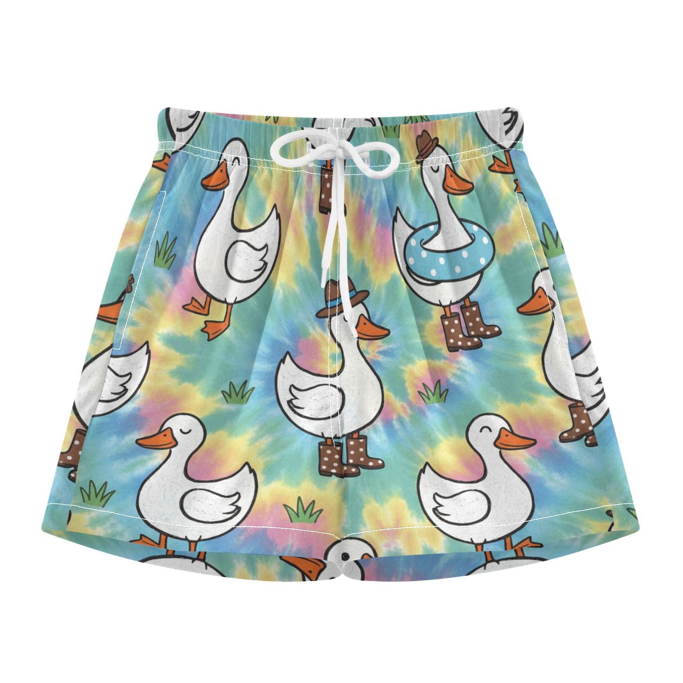 BZSMCE Swim Shorts Cute Cartoon Duck on Meadow For Quick-Dry Shorts ...