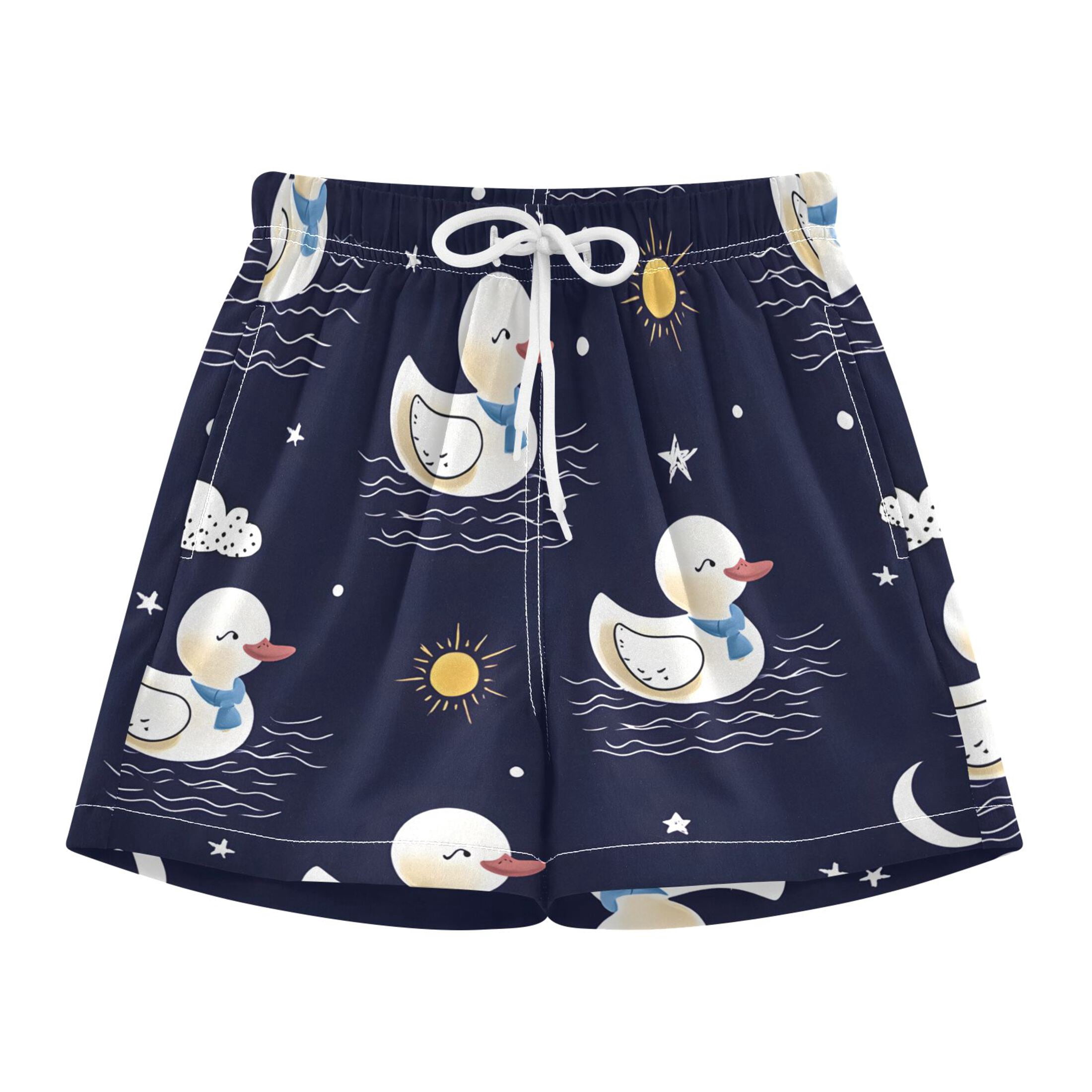 BZSMCE Swim Shorts Cute Duck Cloud Sun Pattern For Quick-Dry Shorts ...