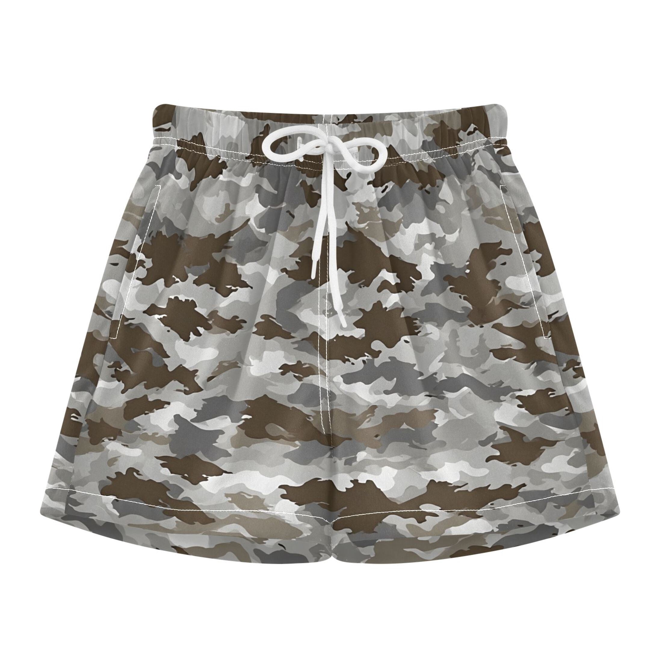 BZSMCE Swim Shorts Dark Brown Gray Camouflage Pattern For Quick-Dry ...