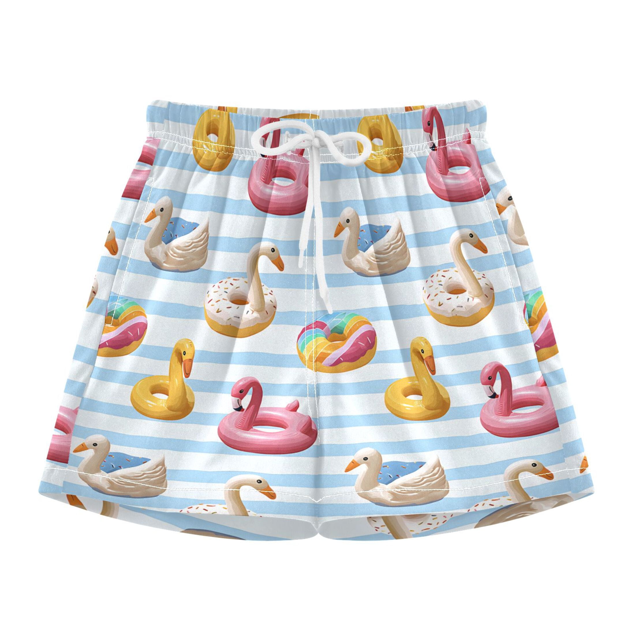 BZSMCE Swim Shorts Flamingo Swan Swimming Circle Pattern For Quick-Dry ...