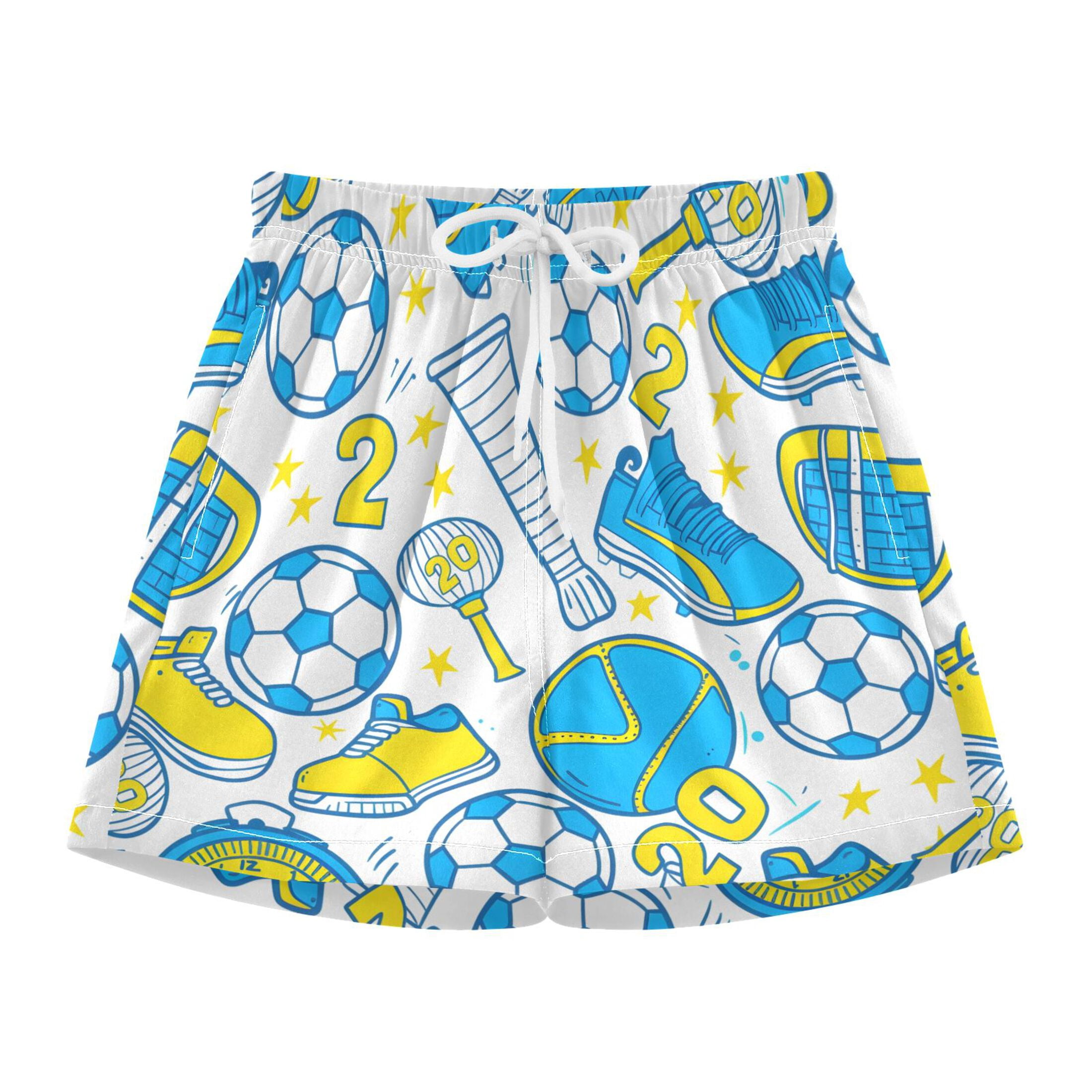 BZSMCE Swim Shorts Football Sneakers Alarm Clock Pattern For Quick-Dry ...
