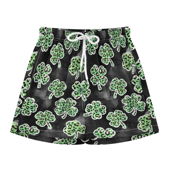 BZSMCE Swim Shorts Four Leaf Clover Leopard Print Pattern For Quick-Dry ...