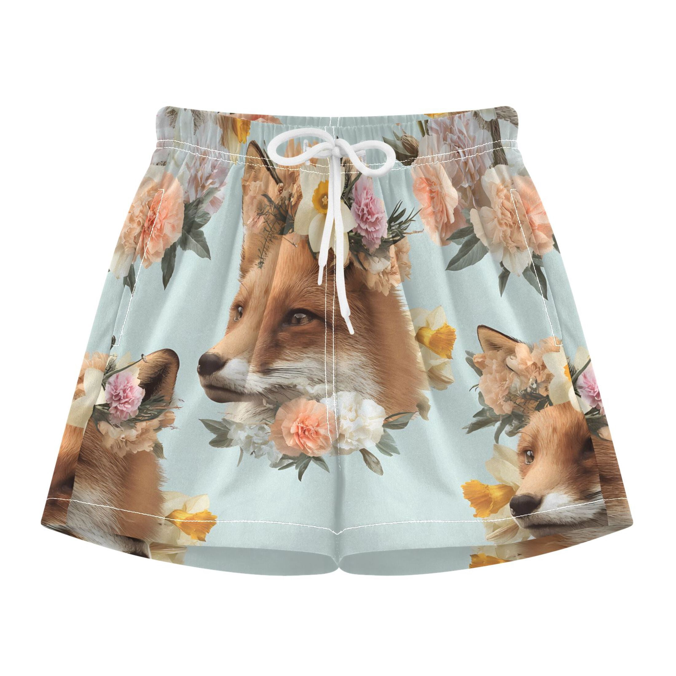 BZSMCE Swim Shorts Fox Flower Pattern For Quick-Dry Shorts With Anti ...