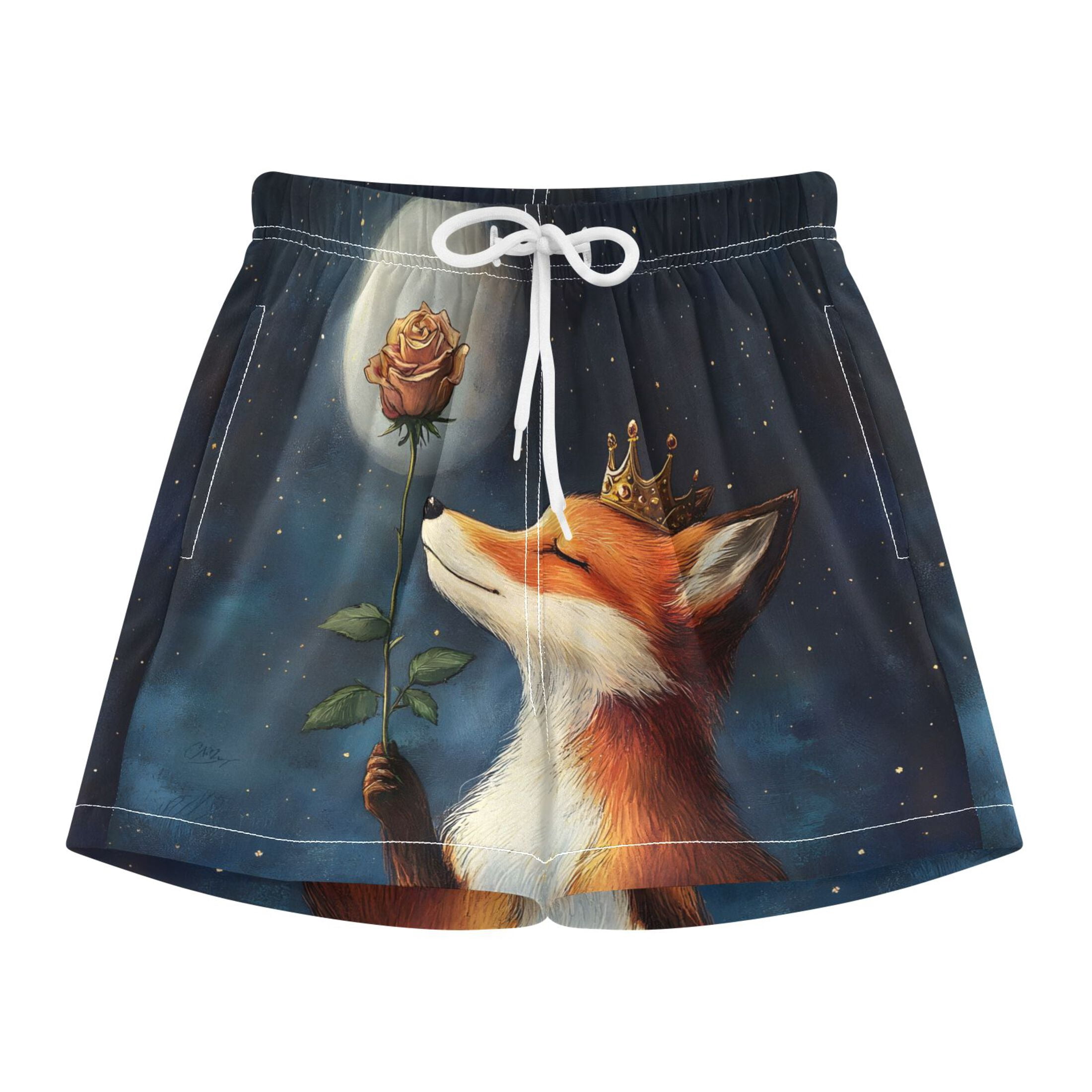 BZSMCE Swim Shorts Fox Moon For Quick-Dry Shorts With Anti-Chafe Liner ...