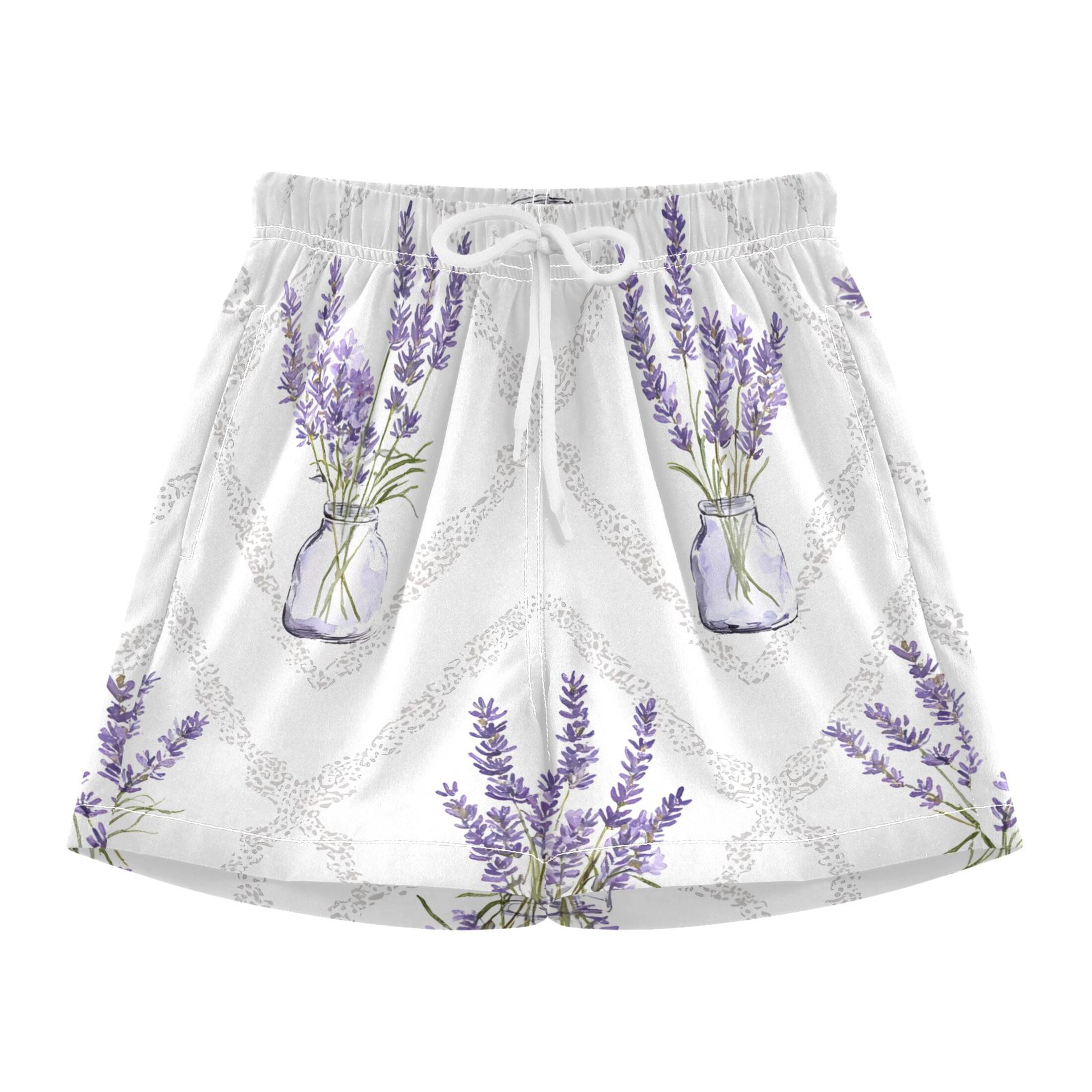 BZSMCE Swim Shorts Glass Bottle Lavender Pattern For Quick-Dry Shorts ...