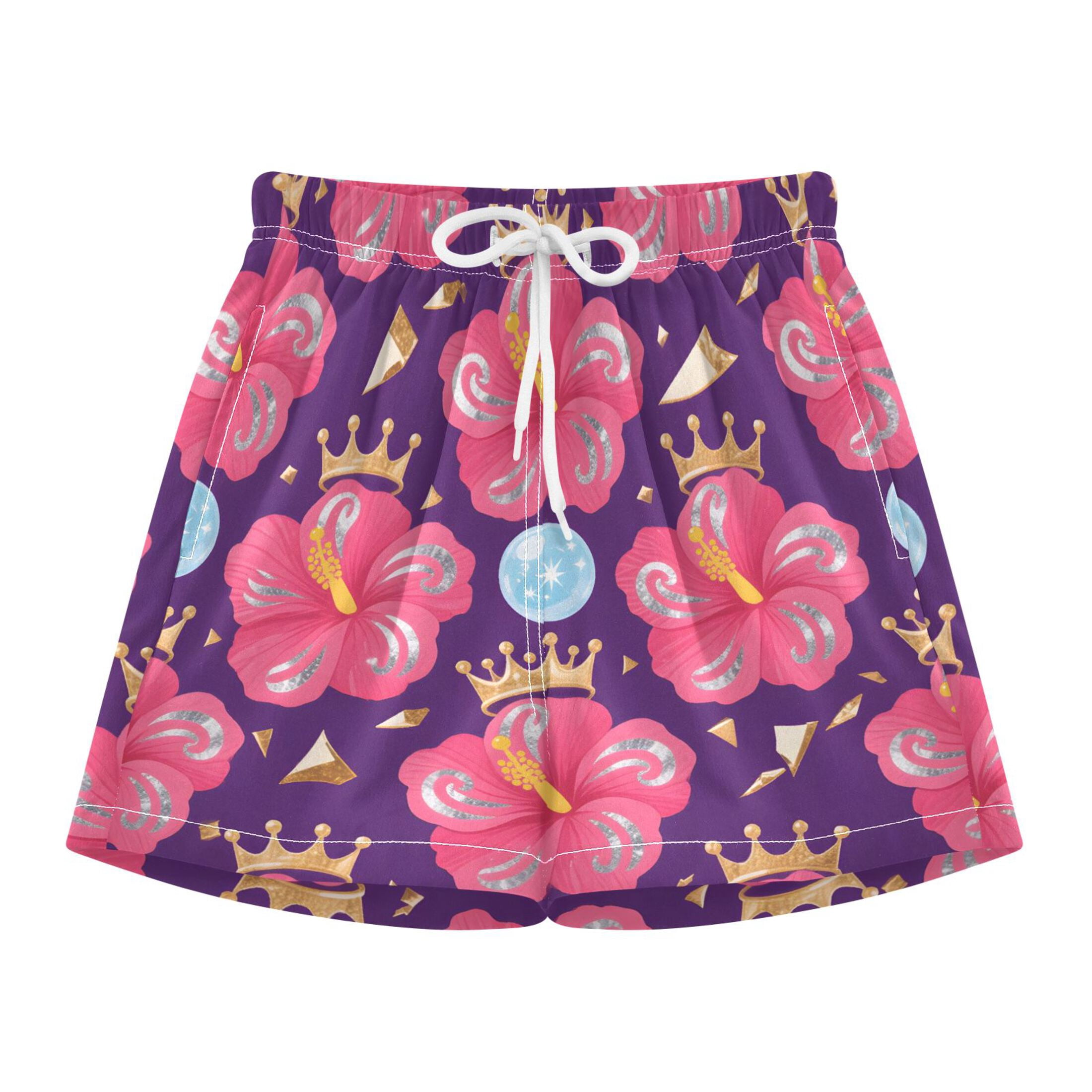 BZSMCE Swim Shorts Hibiscus Flower Crown Pattern For Quick-Dry Shorts ...