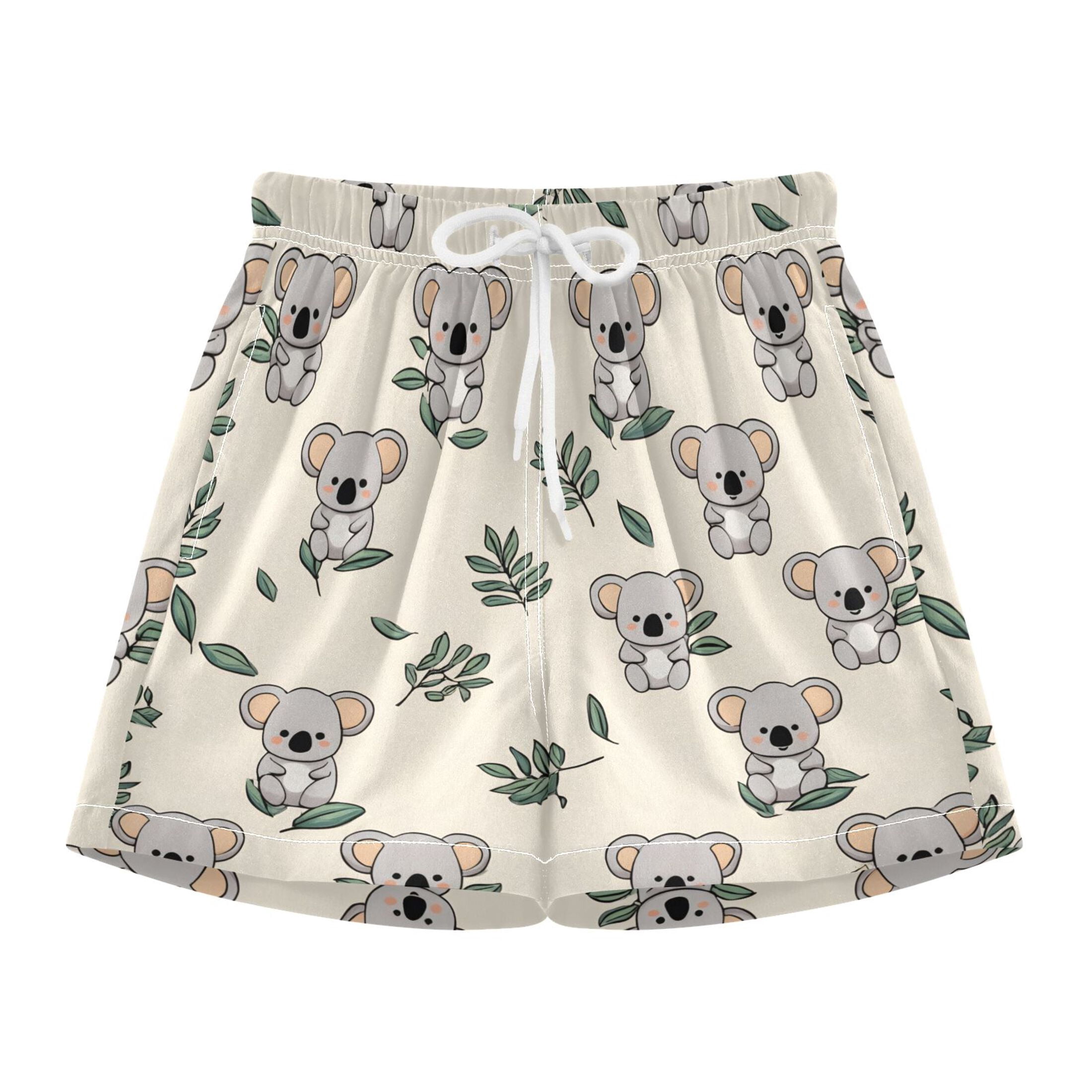 BZSMCE Swim Shorts Koala Leaf Pattern For Quick-Dry Shorts With Anti ...