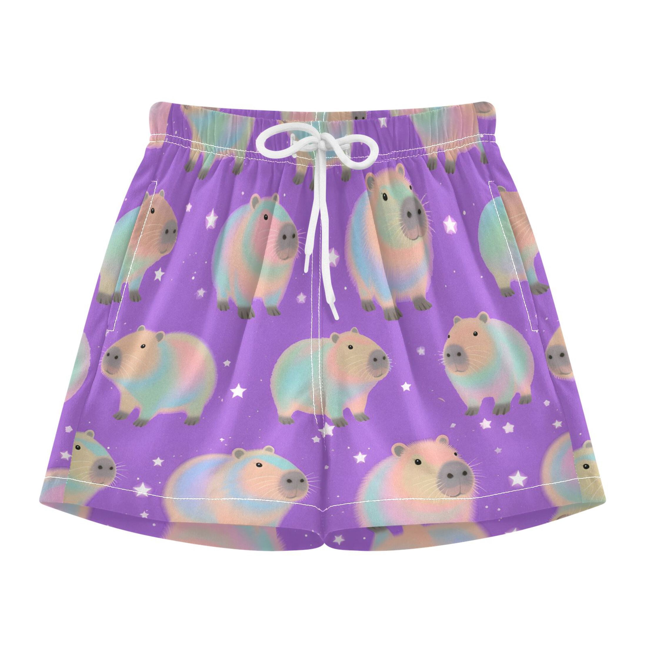 BZSMCE Swim Shorts Laser Capybara Pattern For Quick-Dry Shorts With ...