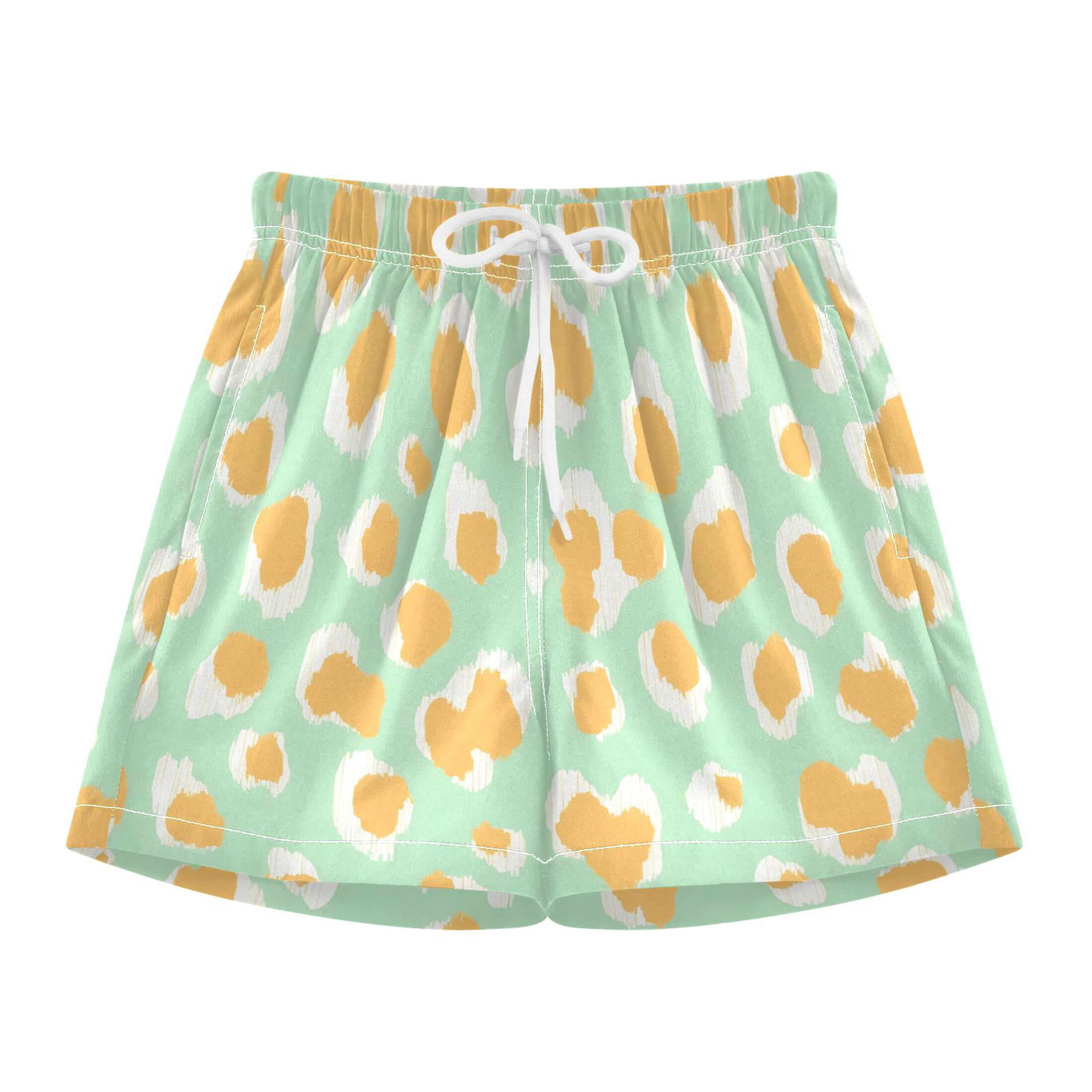 BZSMCE Swim Shorts Leopard Print Green Background Pattern For Quick-Dry ...