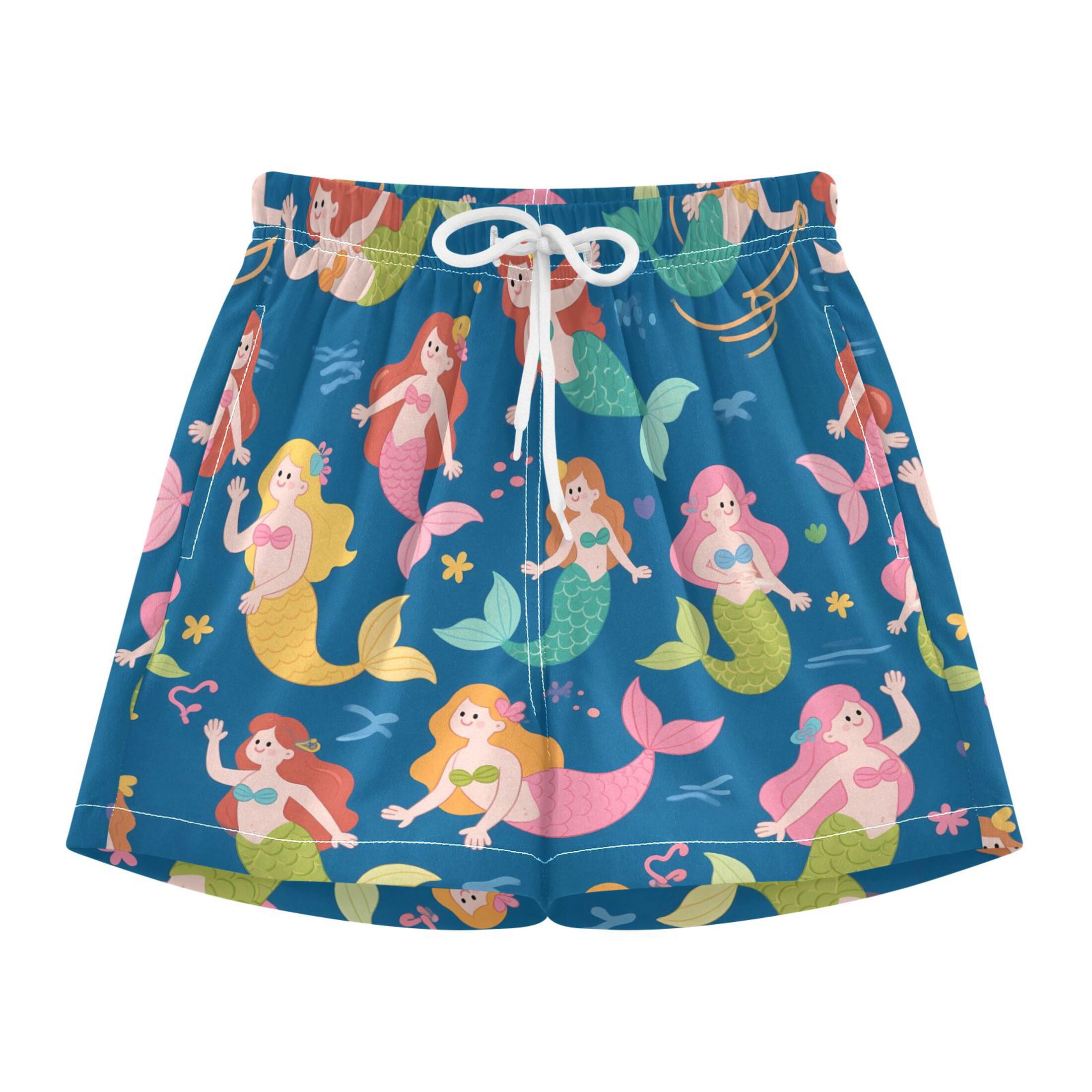 BZSMCE Swim Shorts Mermaid Pattern For Quick-Dry Shorts With Anti-Chafe ...