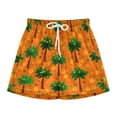 BZSMCE Swim Shorts Palm Trees Orange Background Pattern For Quick-Dry ...