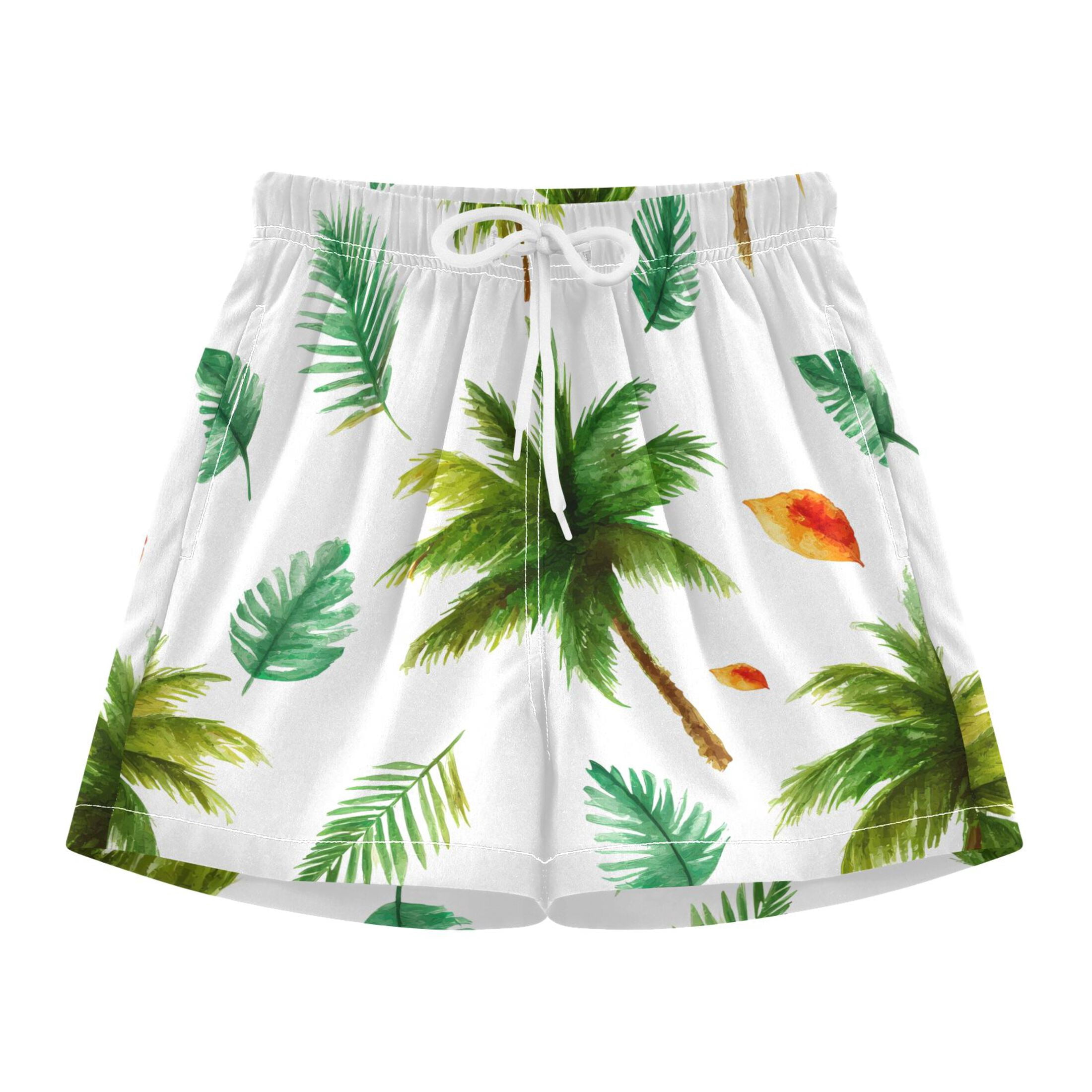 BZSMCE Swim Shorts Palm Trees Palm Leaves Pattern For Quick-Dry Shorts ...