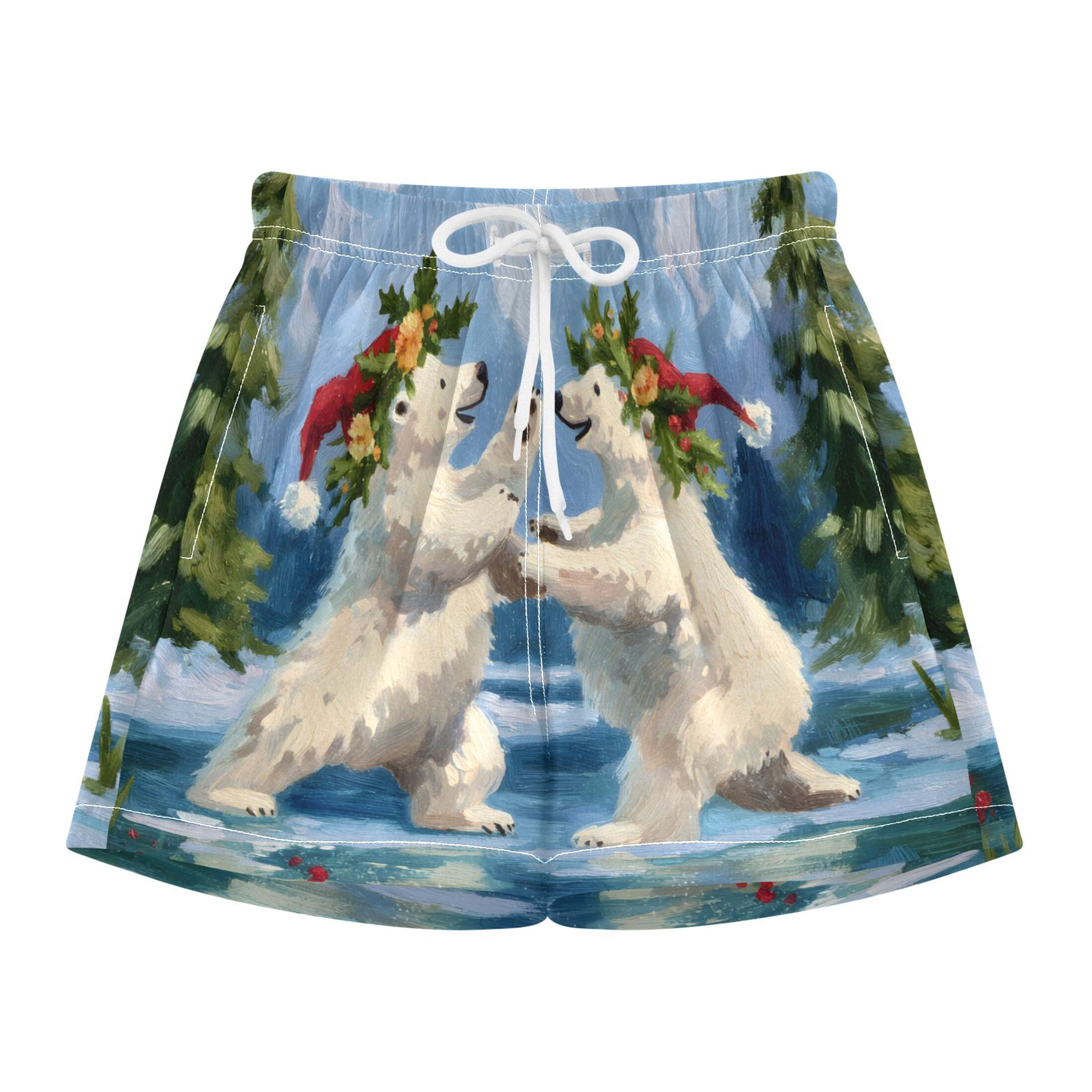 BZSMCE Swim Shorts Polar Bears Playfully Fight For Quick-Dry Shorts ...