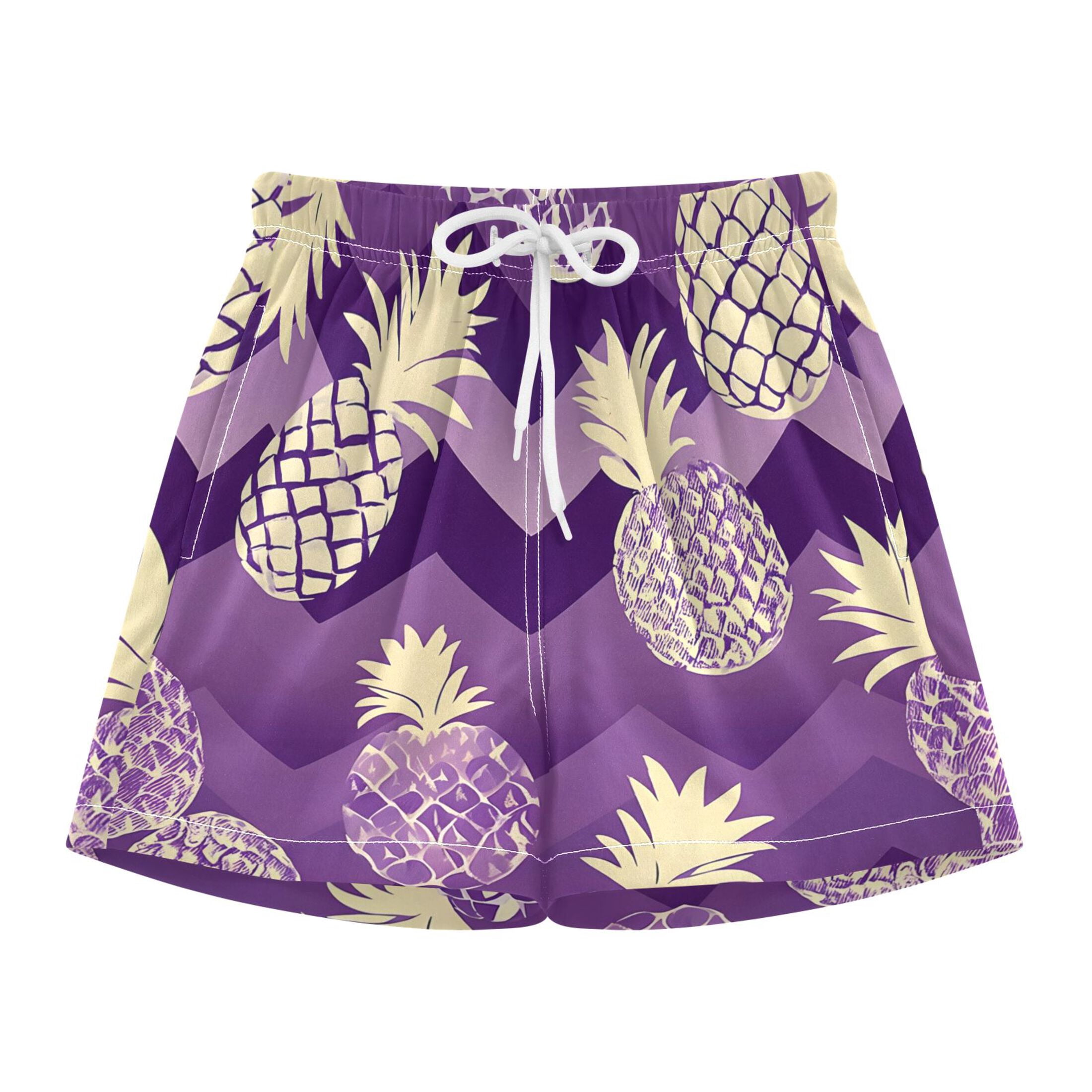 BZSMCE Swim Shorts Purple Pineapple Pattern For Quick-Dry Shorts With ...