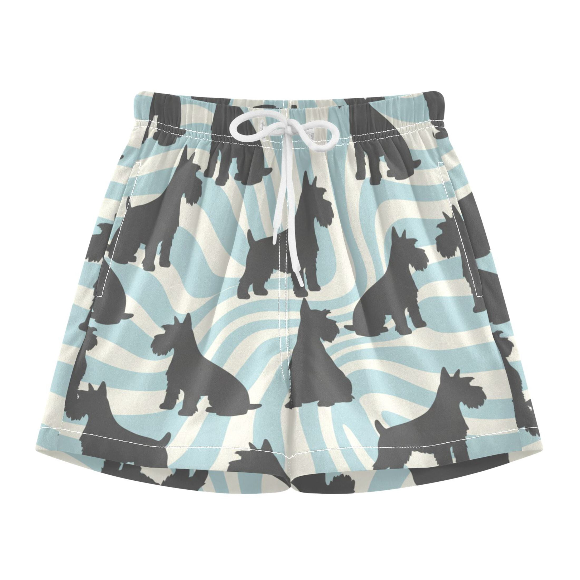 BZSMCE Swim Shorts Schnauzer Dog Animals Blue Stripe For Quick-Dry ...