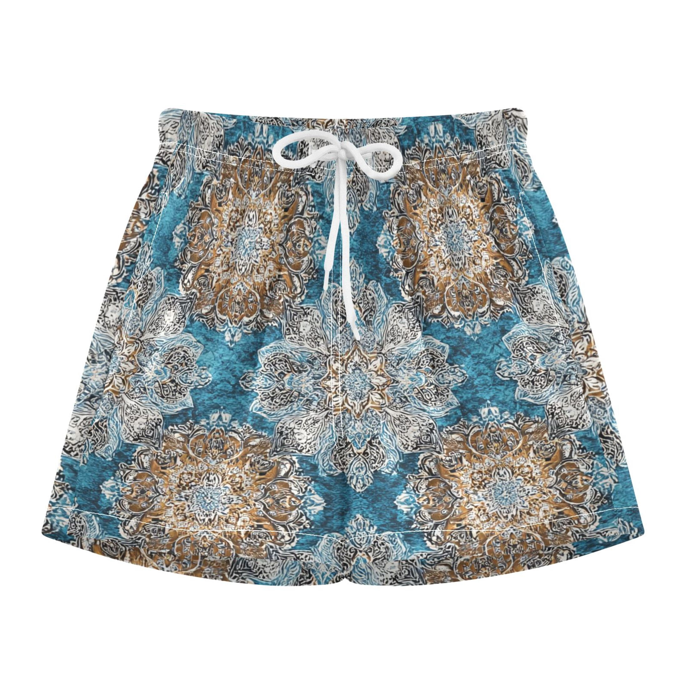 BZSMCE Swim Shorts Teal Mandala Dream For Quick-Dry Shorts With Anti ...