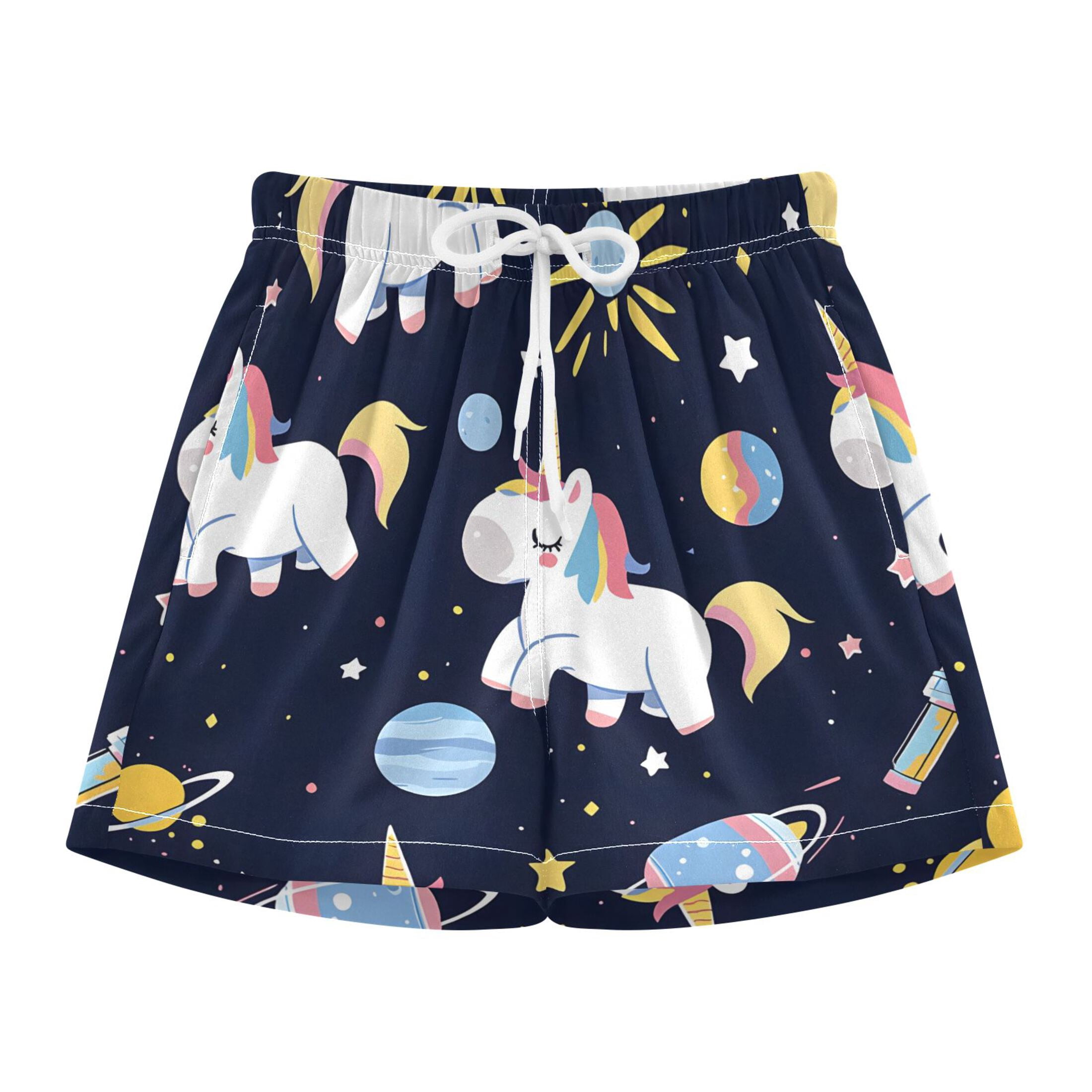 BZSMCE Swim Shorts Unicorn Planet Star Sun Pattern For Quick-Dry Shorts ...