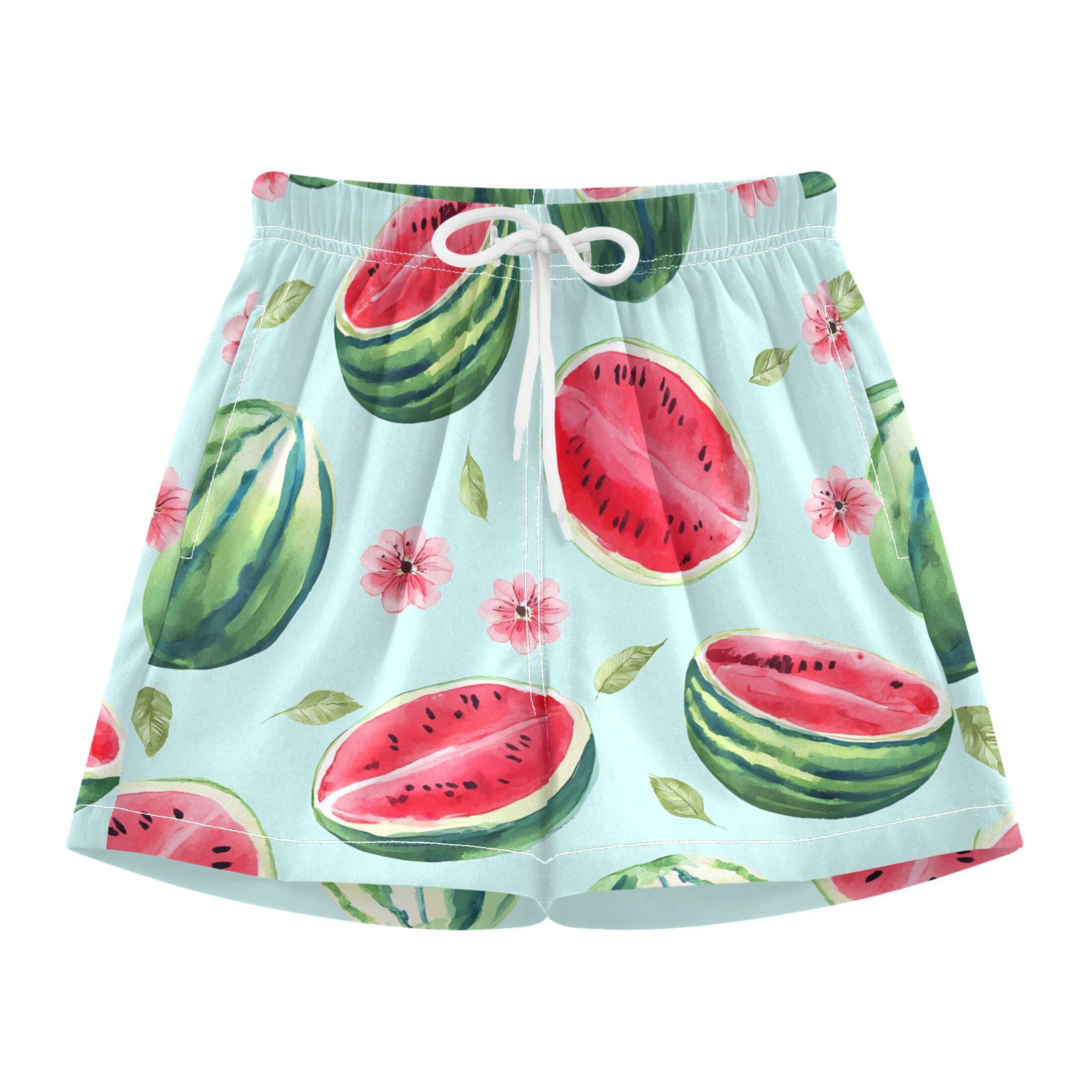 BZSMCE Swim Shorts Watermelon Green Background Pattern For Quick-Dry ...