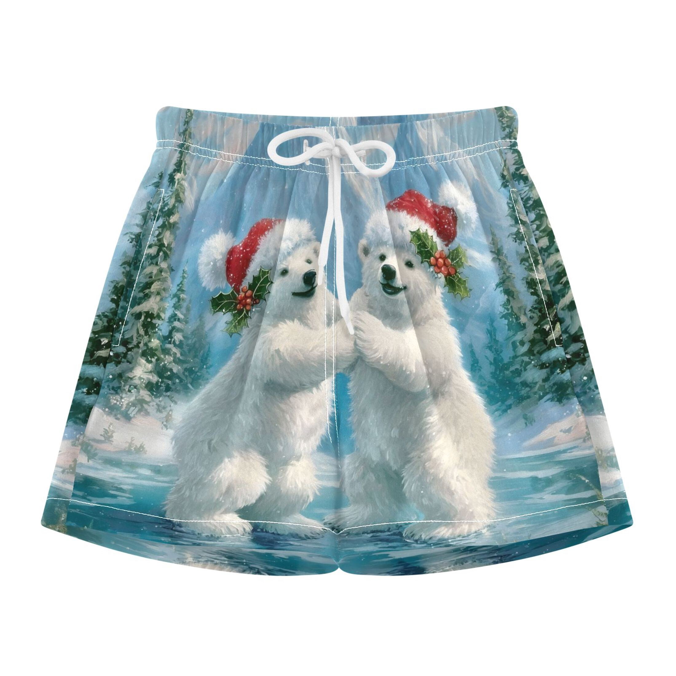 BZSMCE Swim Shorts White Bear Dancing For Quick-Dry Shorts With Anti ...