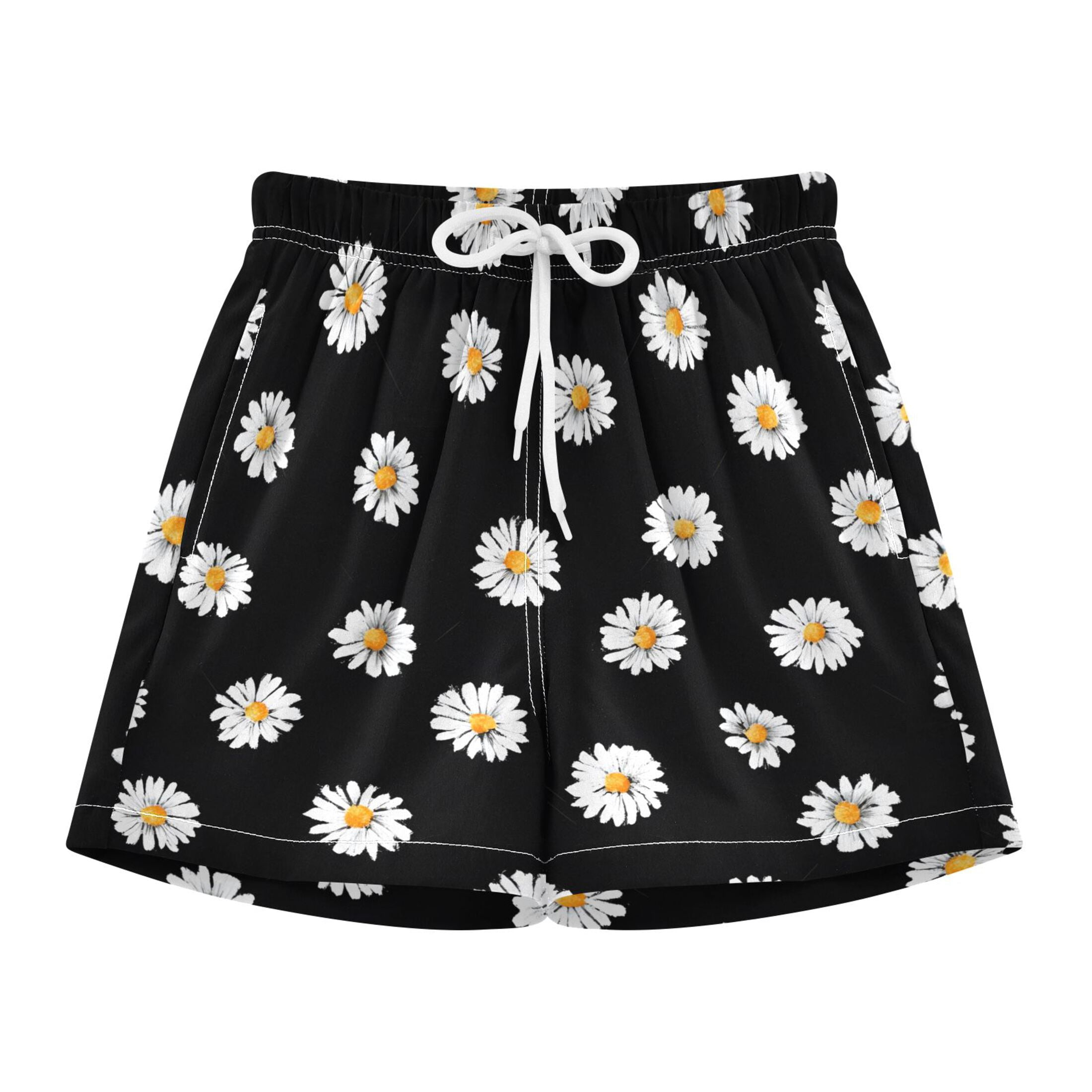 BZSMCE Swim Shorts White Daisy Pattern For Quick-Dry Shorts With Anti ...