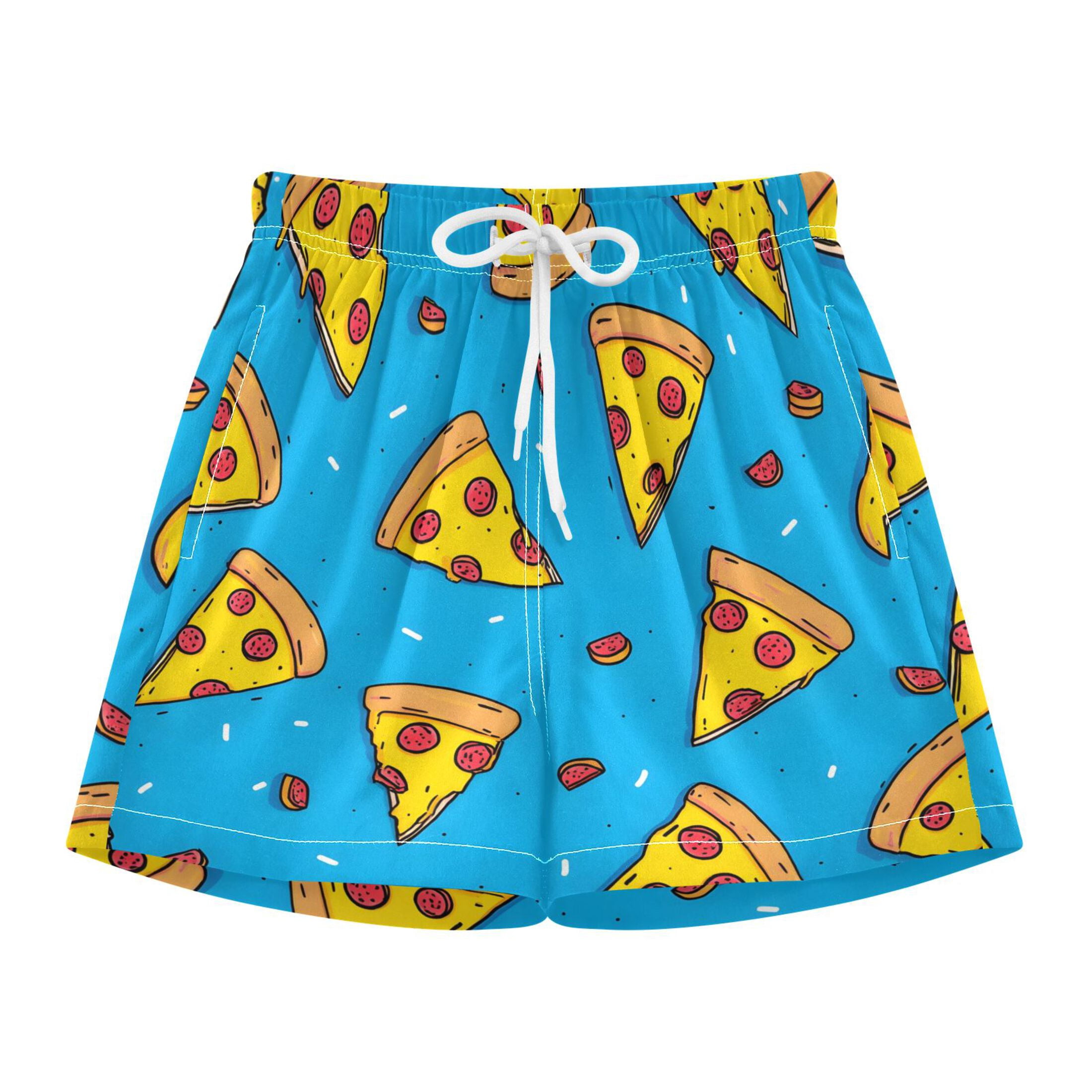BZSMCE Swim Shorts Yellow Pizza Pattern For Quick-Dry Shorts With Anti ...