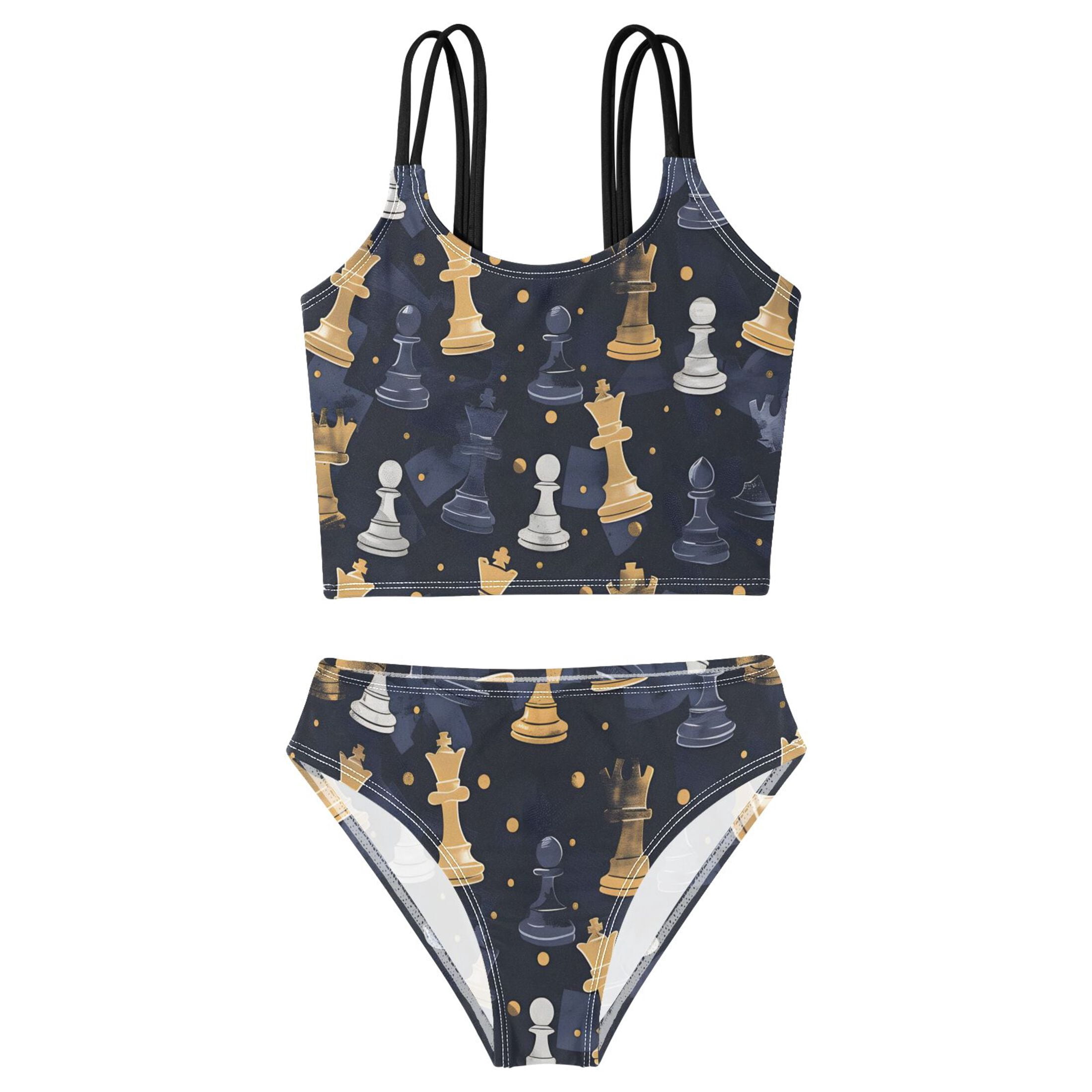 BZSMCE Swimsuit 2-Piece Tank Swimming Wear Quick Dry Bathing Suit-Chess ...