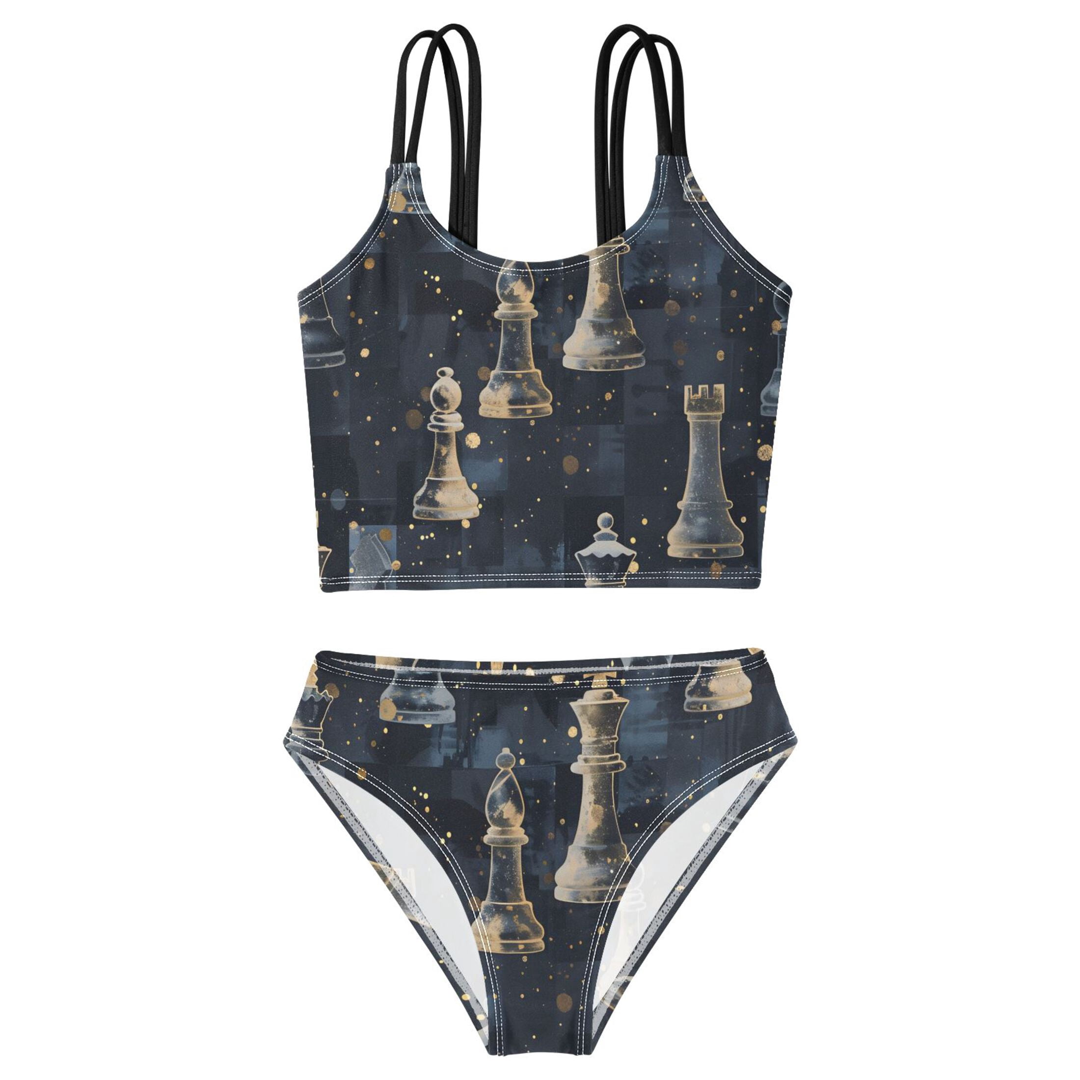 BZSMCE Swimsuit 2-Piece Tank Swimming Wear Quick Dry Bathing Suit-Chess ...