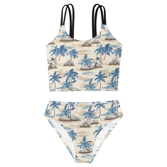 BZSMCE Swimsuit 2-Piece Tank Swimming Wear Quick Dry Bathing Suit-Palm ...