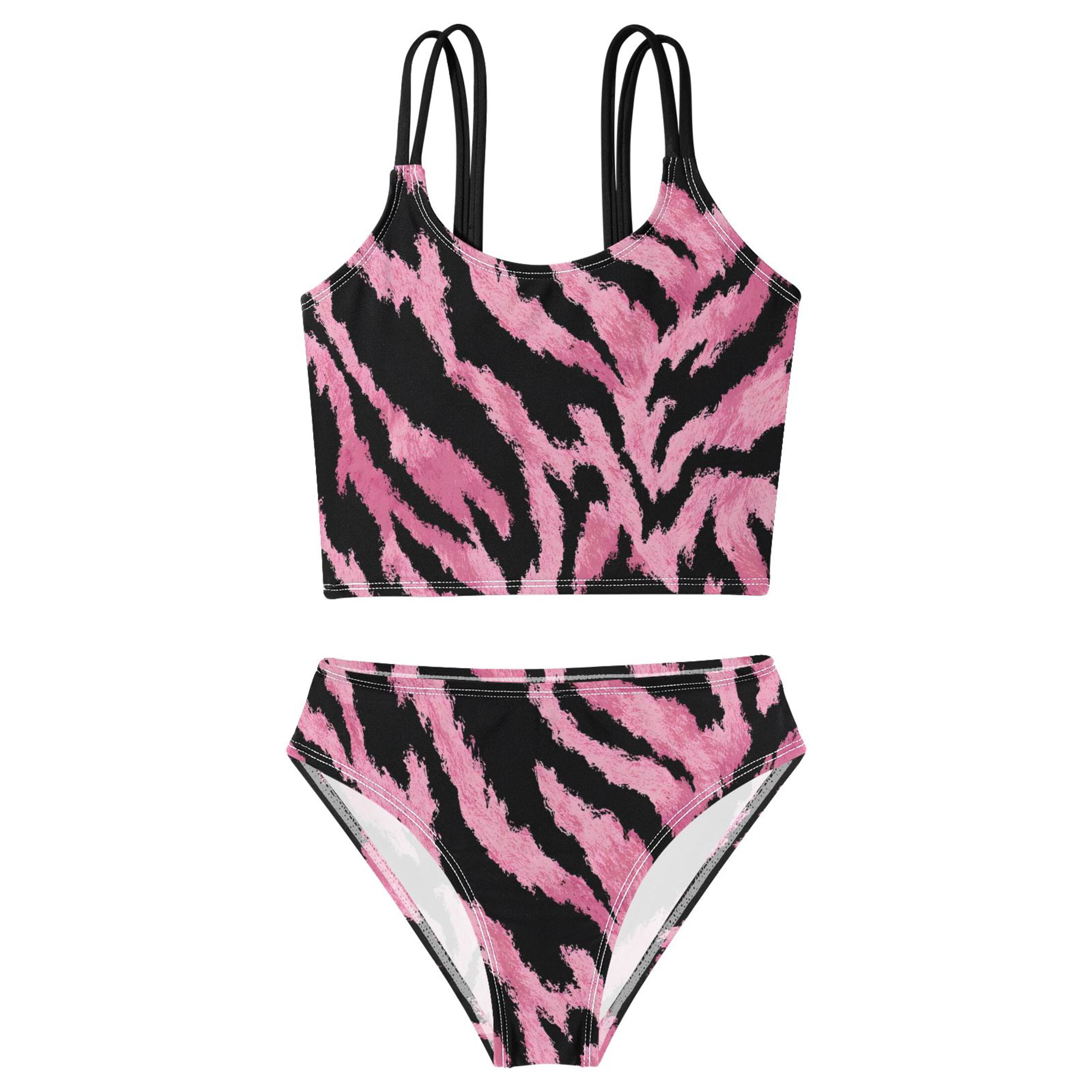 BZSMCE Swimsuit 2-Piece Tank Swimming Wear Quick Dry Bathing Suit-Pink ...