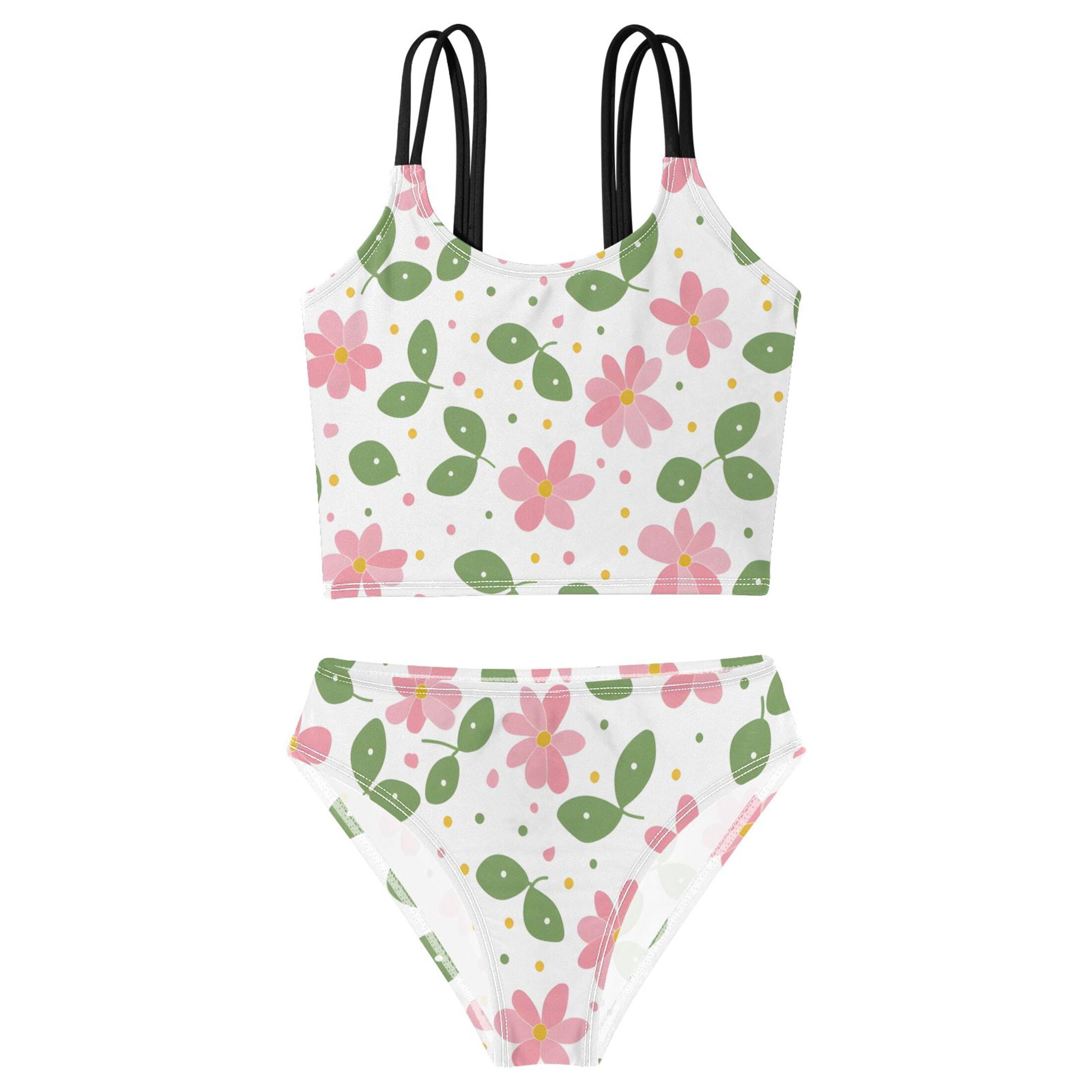 BZSMCE Swimsuit 2-Piece Tank Swimming Wear Quick Dry Bathing Suit-Pink ...