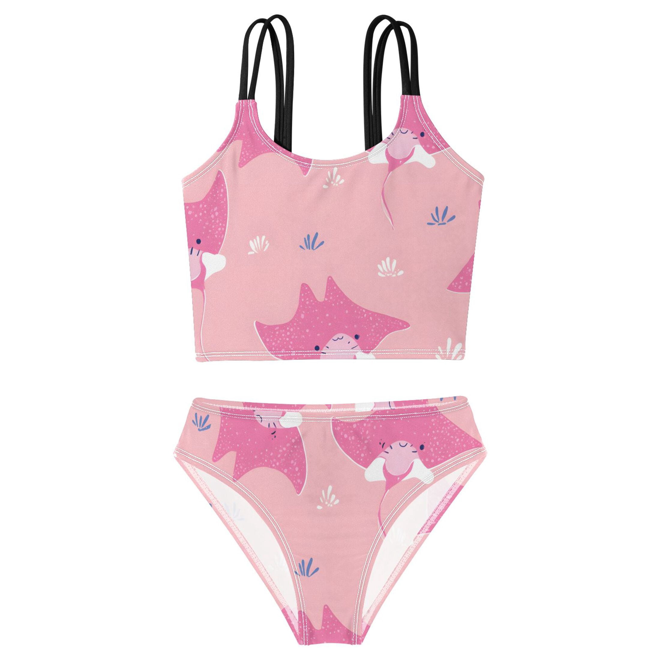 BZSMCE Swimsuit 2-Piece Tank Swimming Wear Quick Dry Bathing Suit-Pink ...