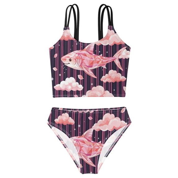 BZSMCE Swimsuit 2-Piece Tank Swimming Wear Quick Dry Bathing Suit-Pink ...
