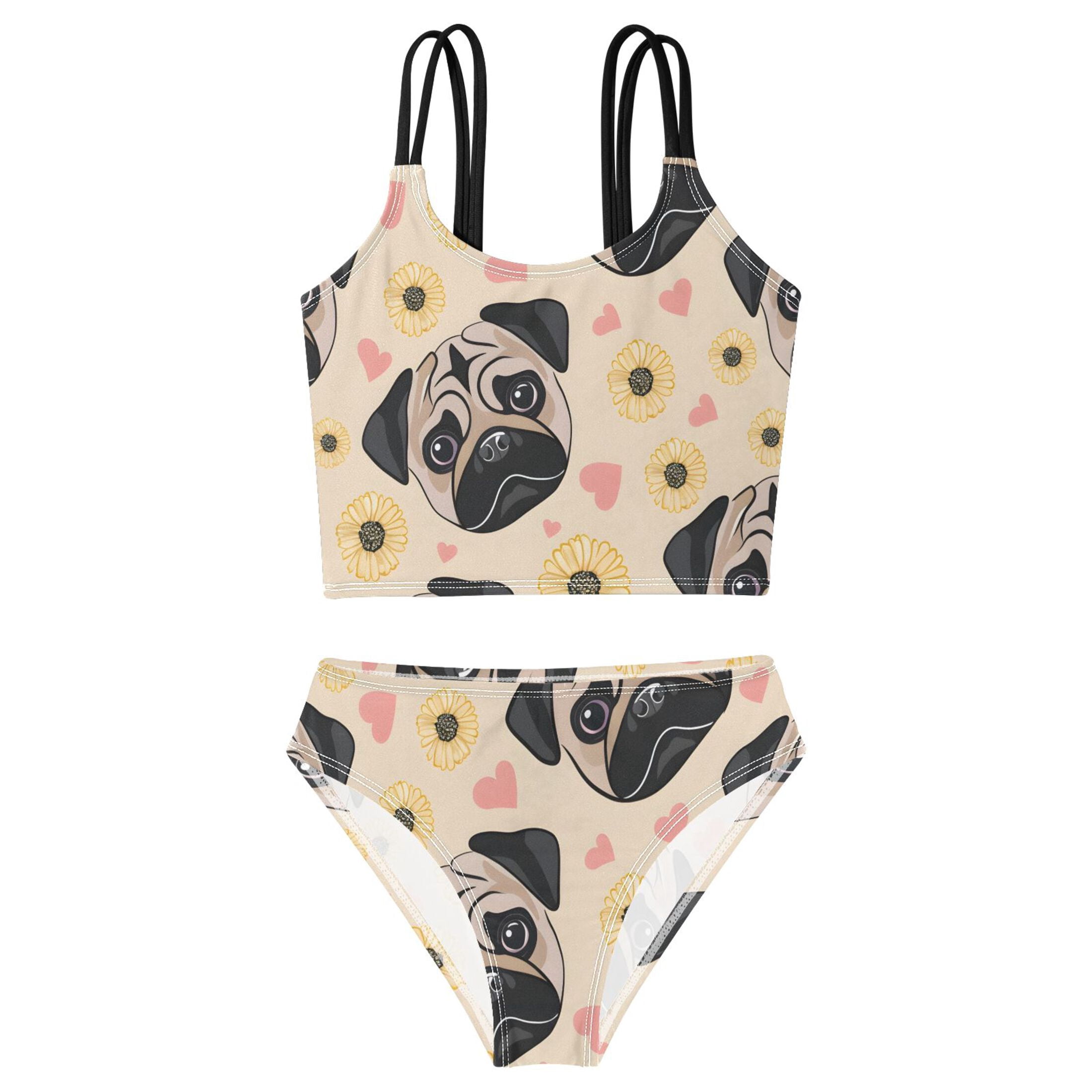 BZSMCE Swimsuit 2-Piece Tank Swimming Wear Quick Dry Bathing Suit-Pug ...